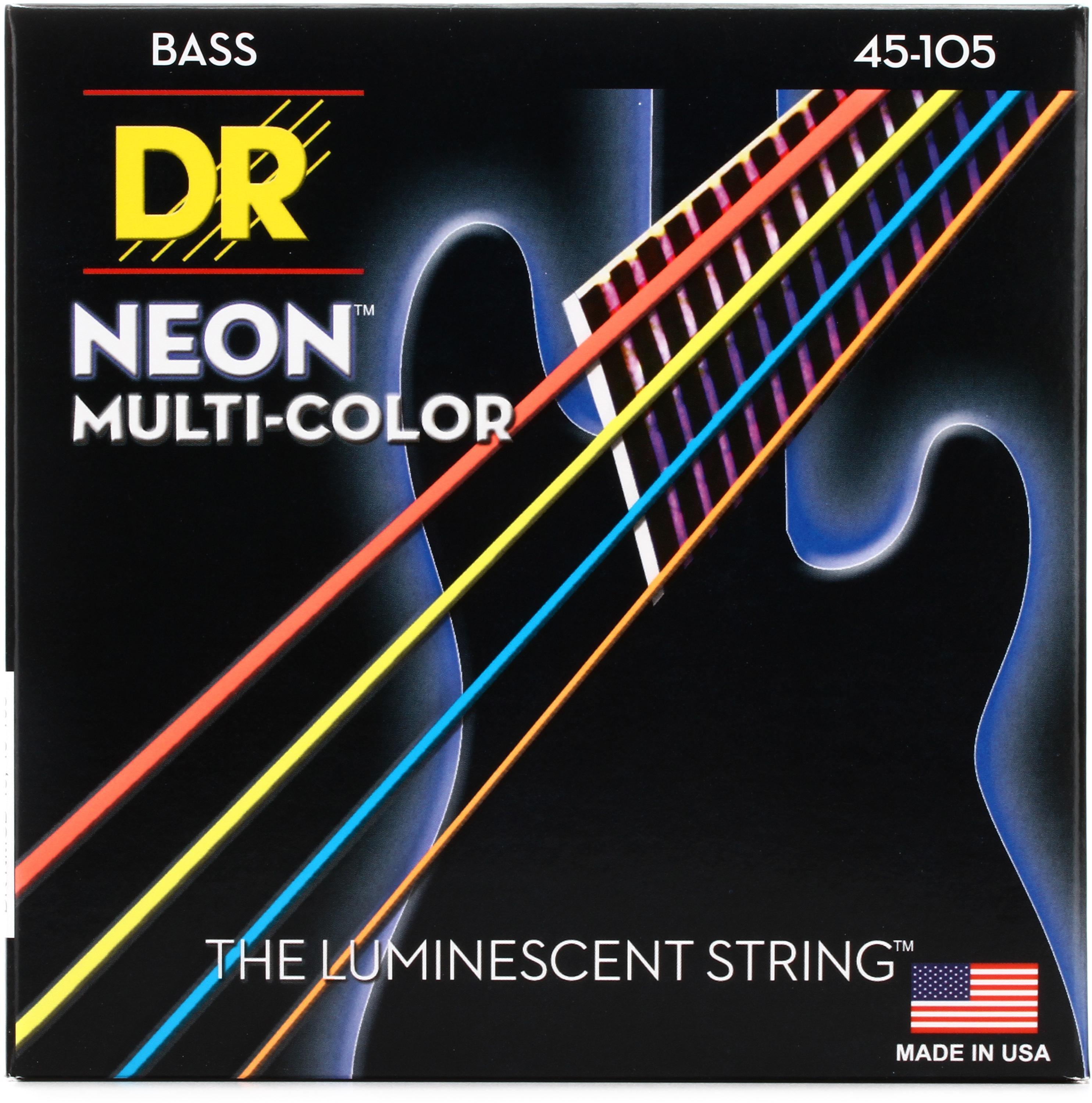 DR Strings NMCB-45 Hi-Def Neon Multi-Color K3 Coated Bass Guitar ...