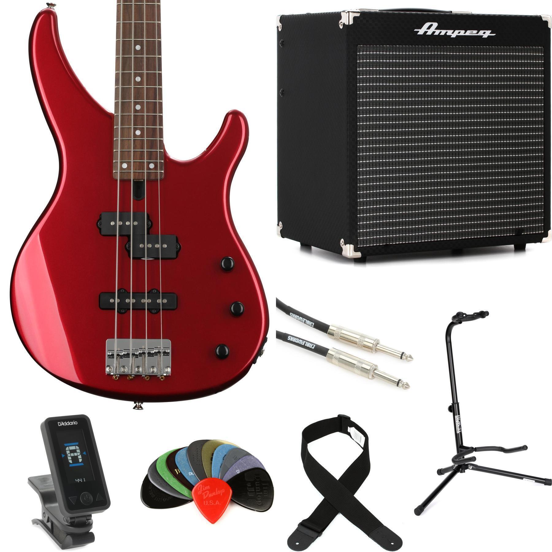 Yamaha TRBX174 Bass Guitar and Ampeg Rocket Amp Essentials Bundle - Red ...