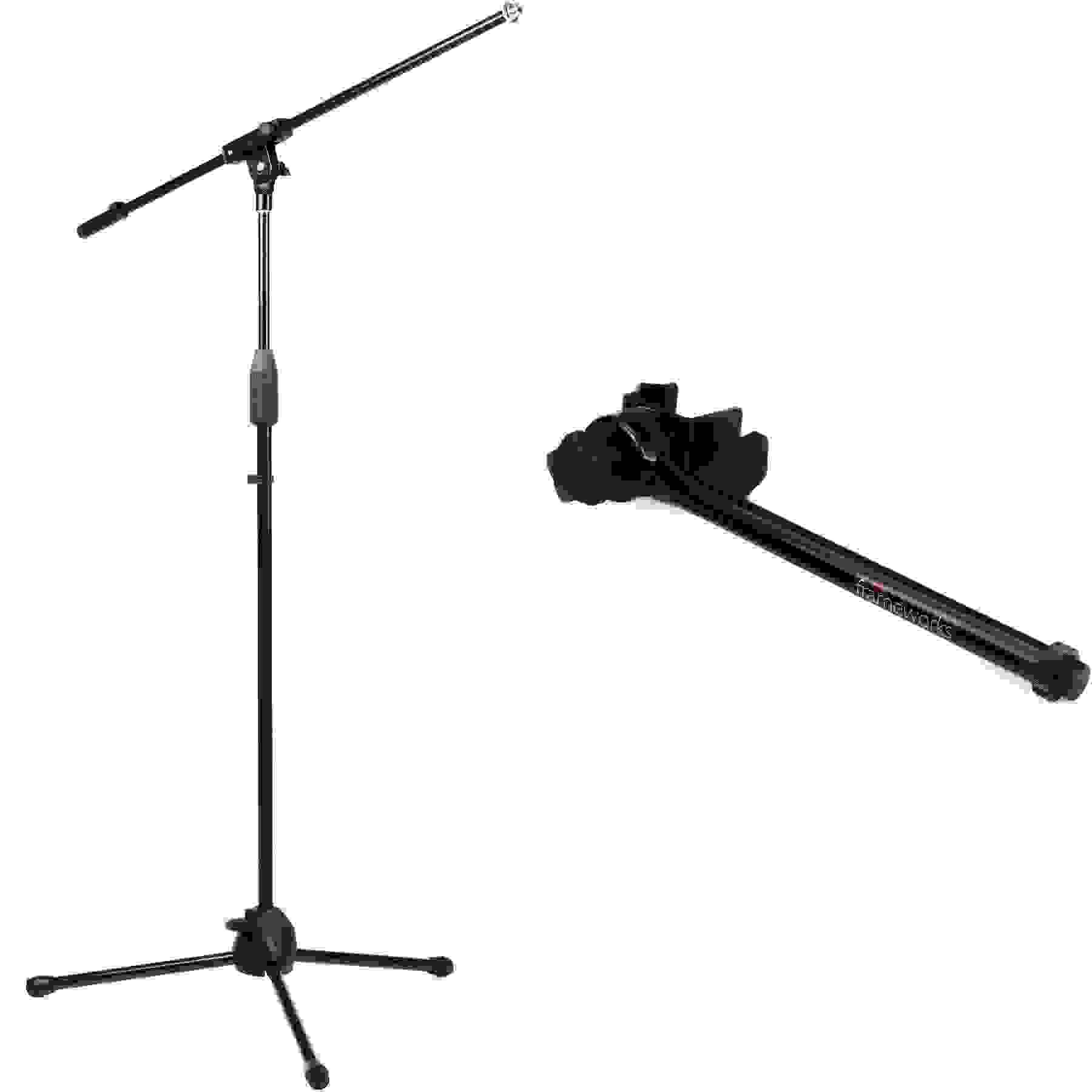 Rok-It Tripod Microphone Stand with Fixed Boom and Clamp-On Mini Boom ...