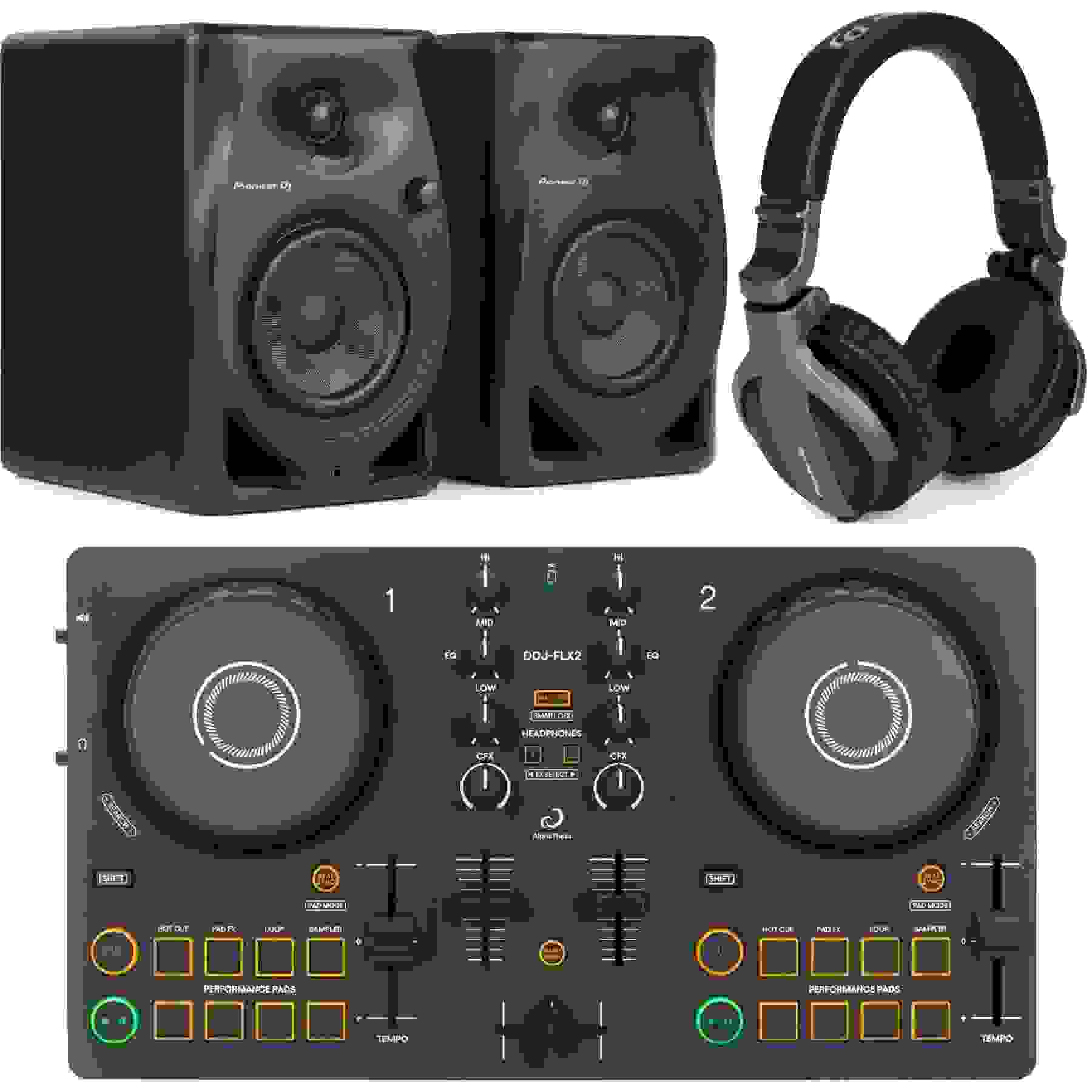 AlphaTheta DDJ-FLX2 2-deck DJ Controller with Monitors and Headphones | Sweetwater