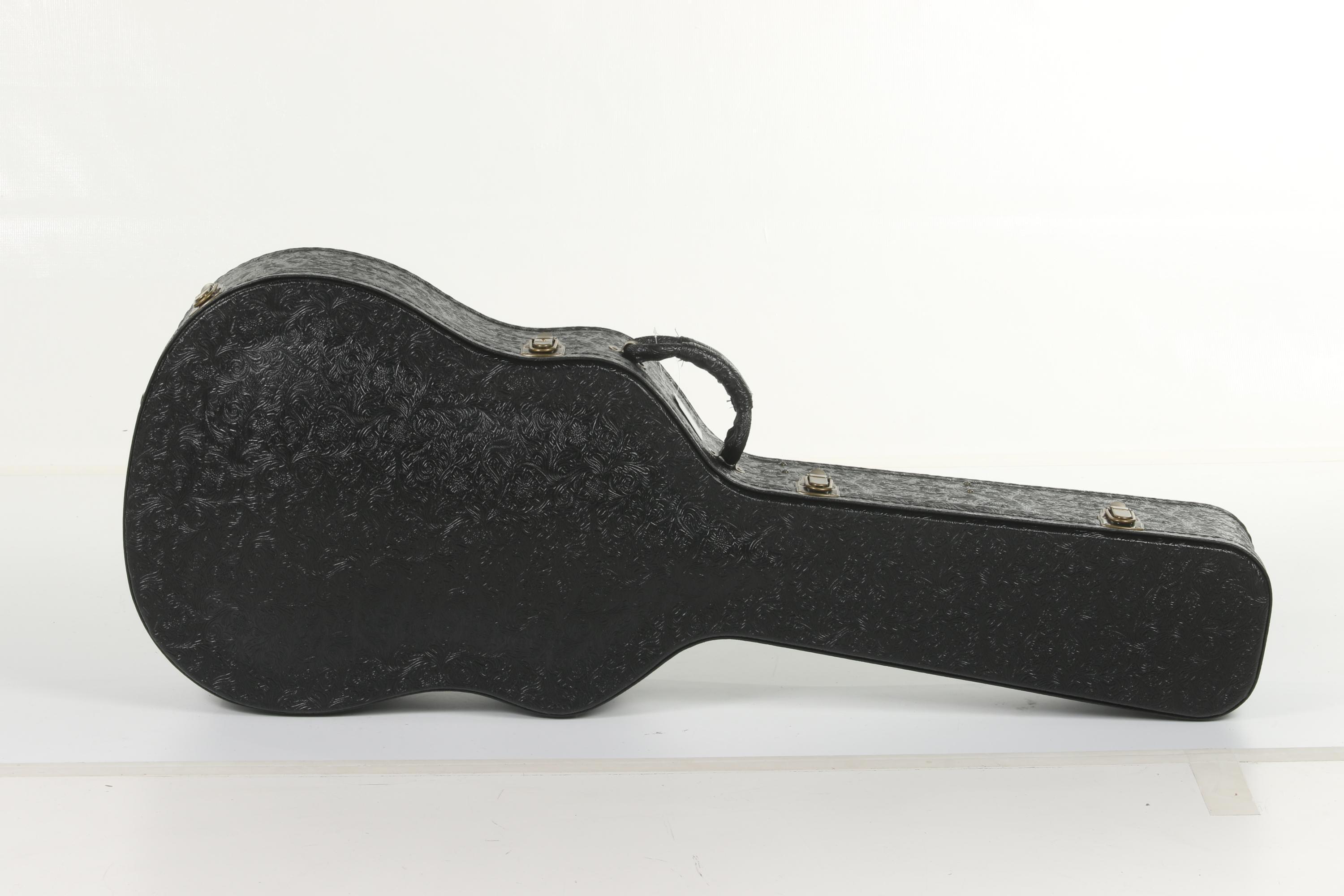 Luna Tooled Leather Dreadnought/Concert Hard Case - Black/Black ...
