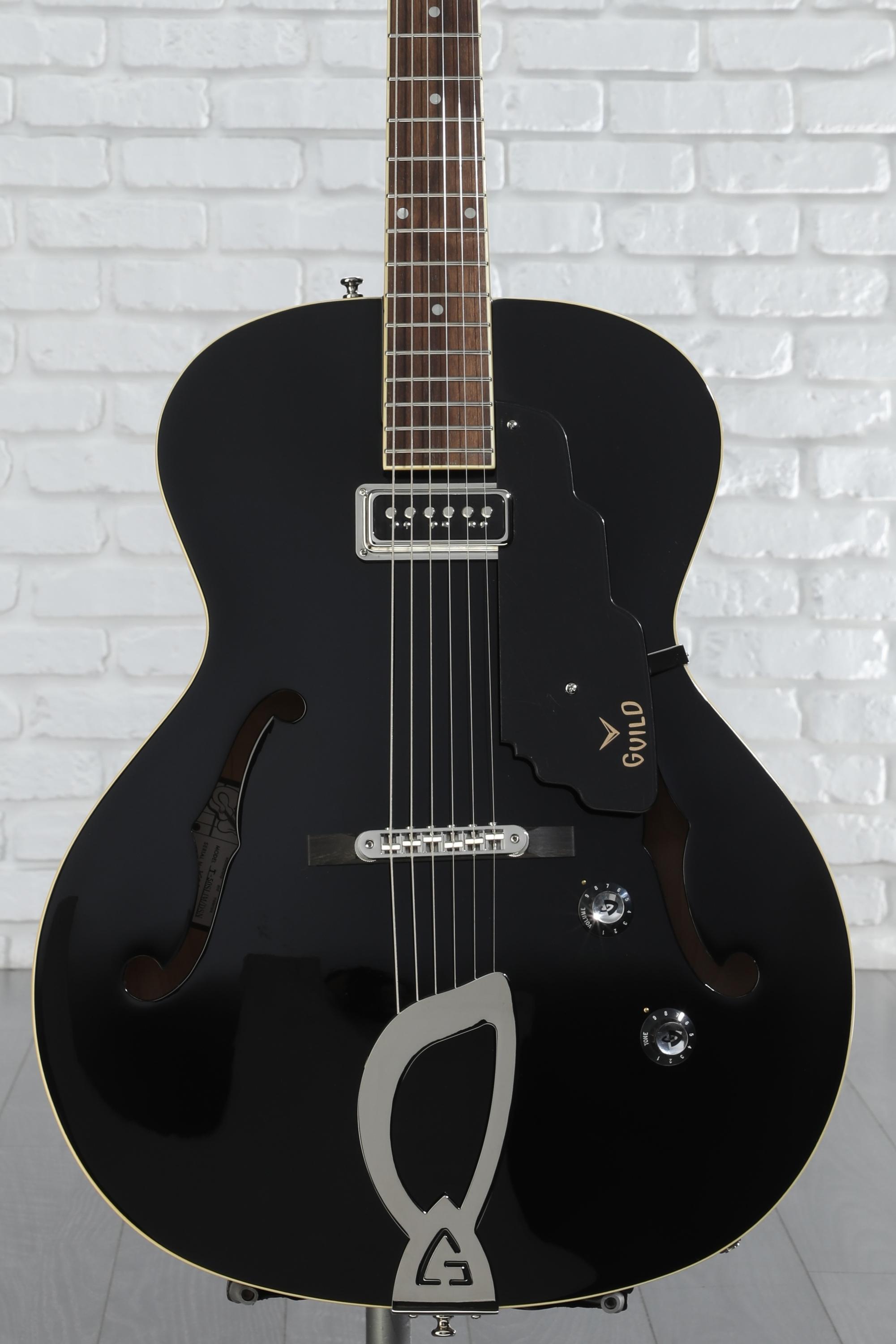 Guild T-50 Slim Dynasonic Hollowbody Guitar - Black | Sweetwater