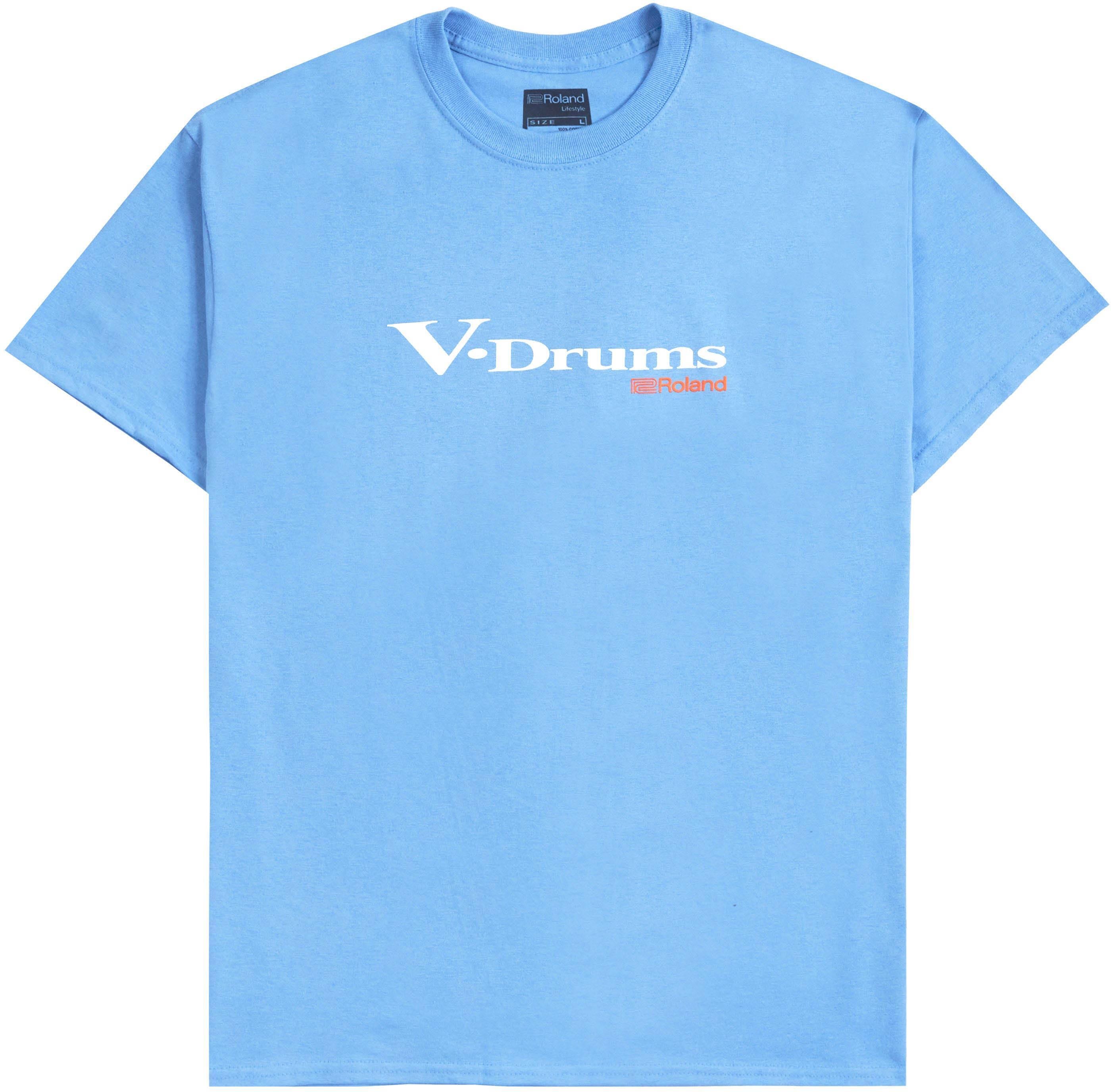 Roland V-Drums Logo T-shirt - Blue, Large | Sweetwater