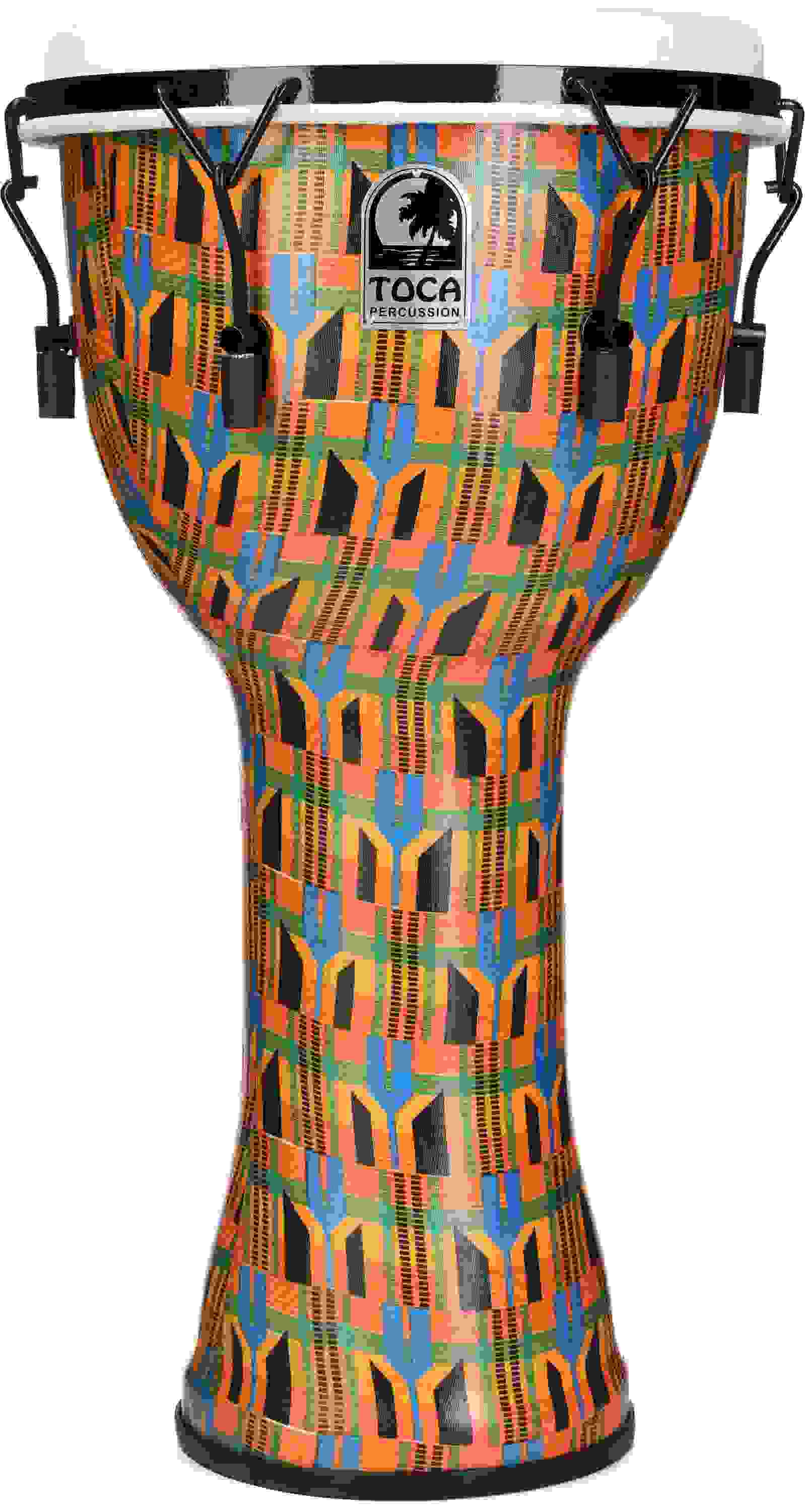 Toca Percussion Freestyle Mechanically Tuned Djembe - Kente Cloth ...