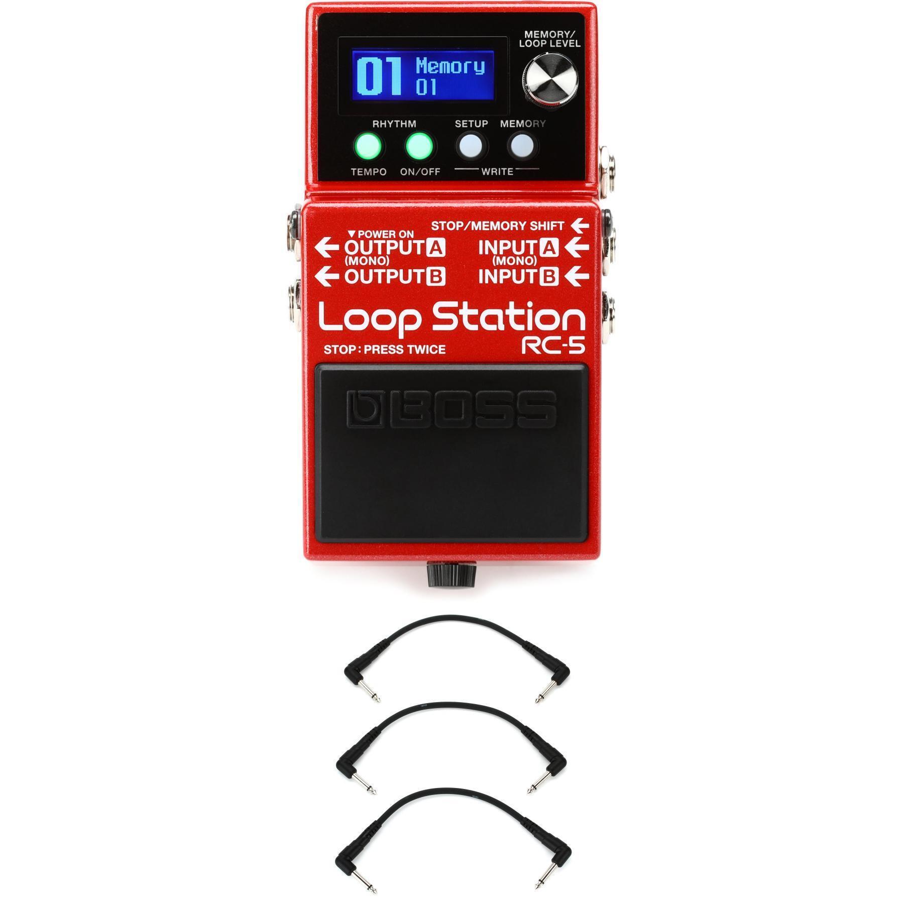 Boss RC-5 Loop Station Compact Phrase Recorder Pedal with 3 Patch Cables | Sweetwater