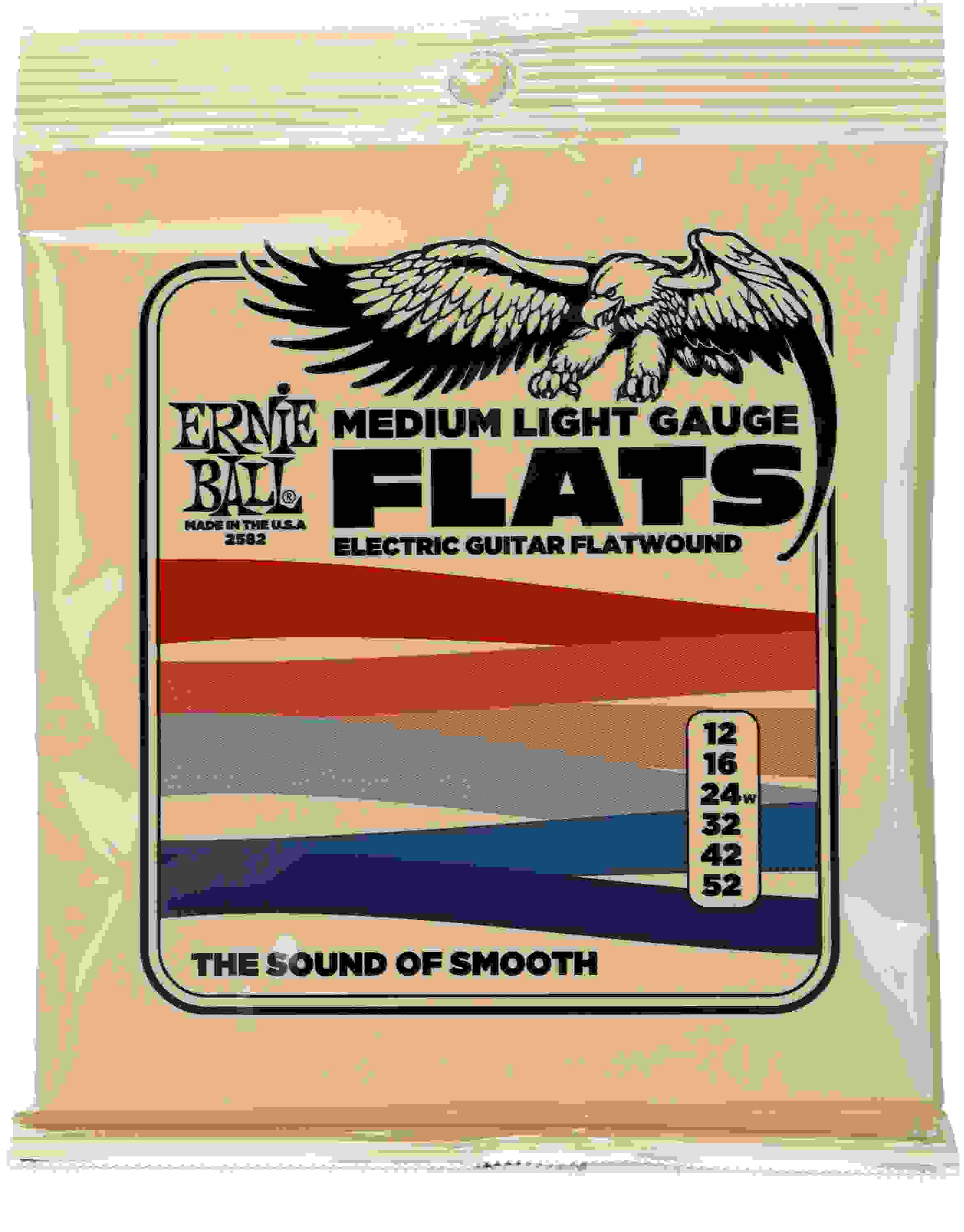 Ernie Ball 2582 Flatwound Electric Guitar Strings - .012-.052, Medium ...