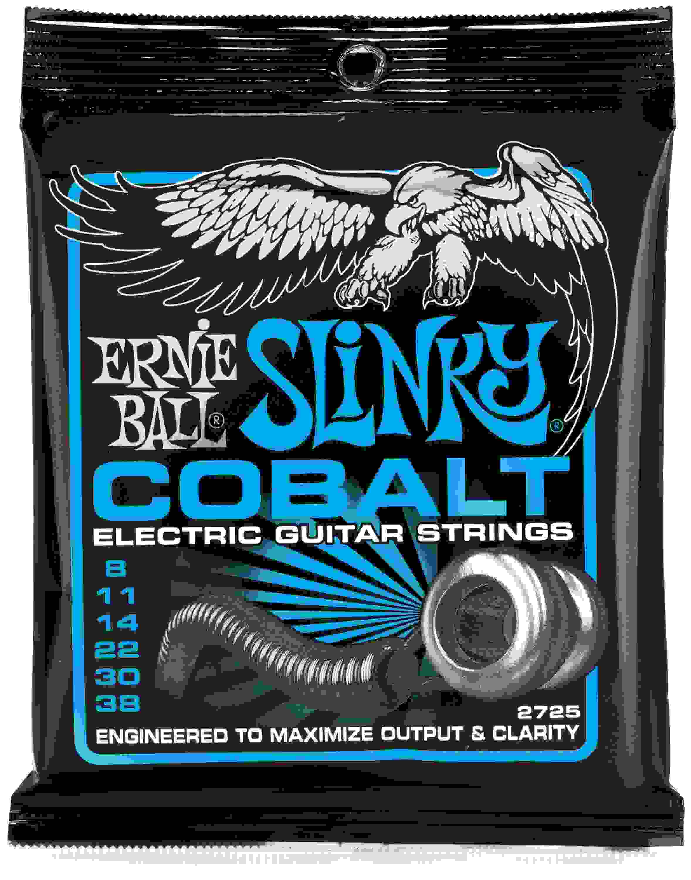 Ernie Ball 2725 Extra Slinky Cobalt Electric Guitar Strings - .008-.038 ...