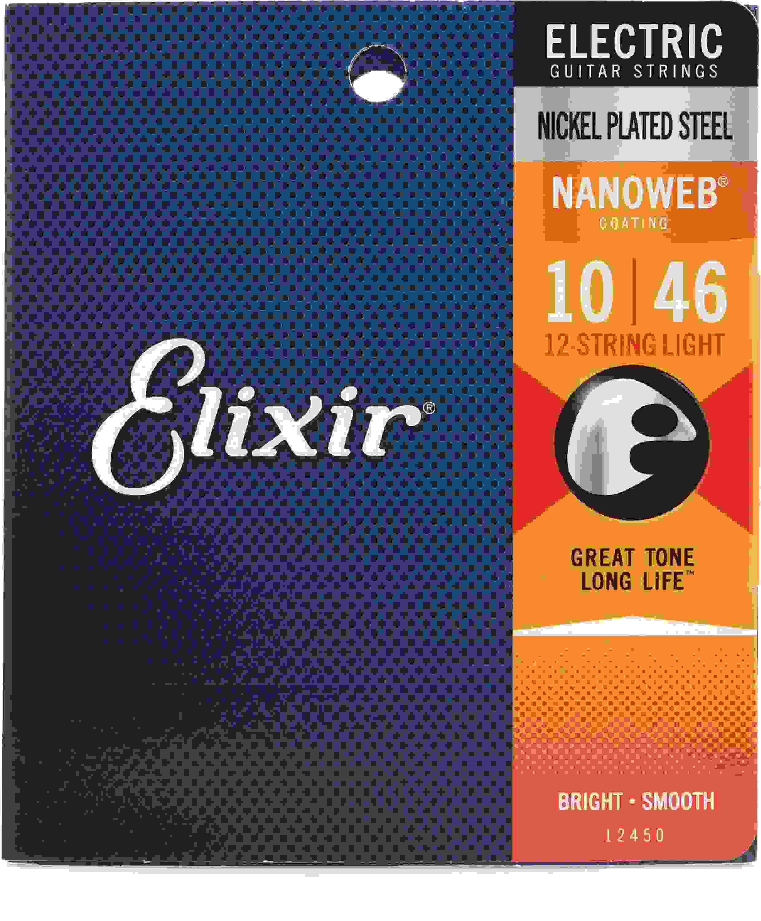Elixir Strings 12450 Nanoweb Electric Guitar Strings - .010-.046 Light ...