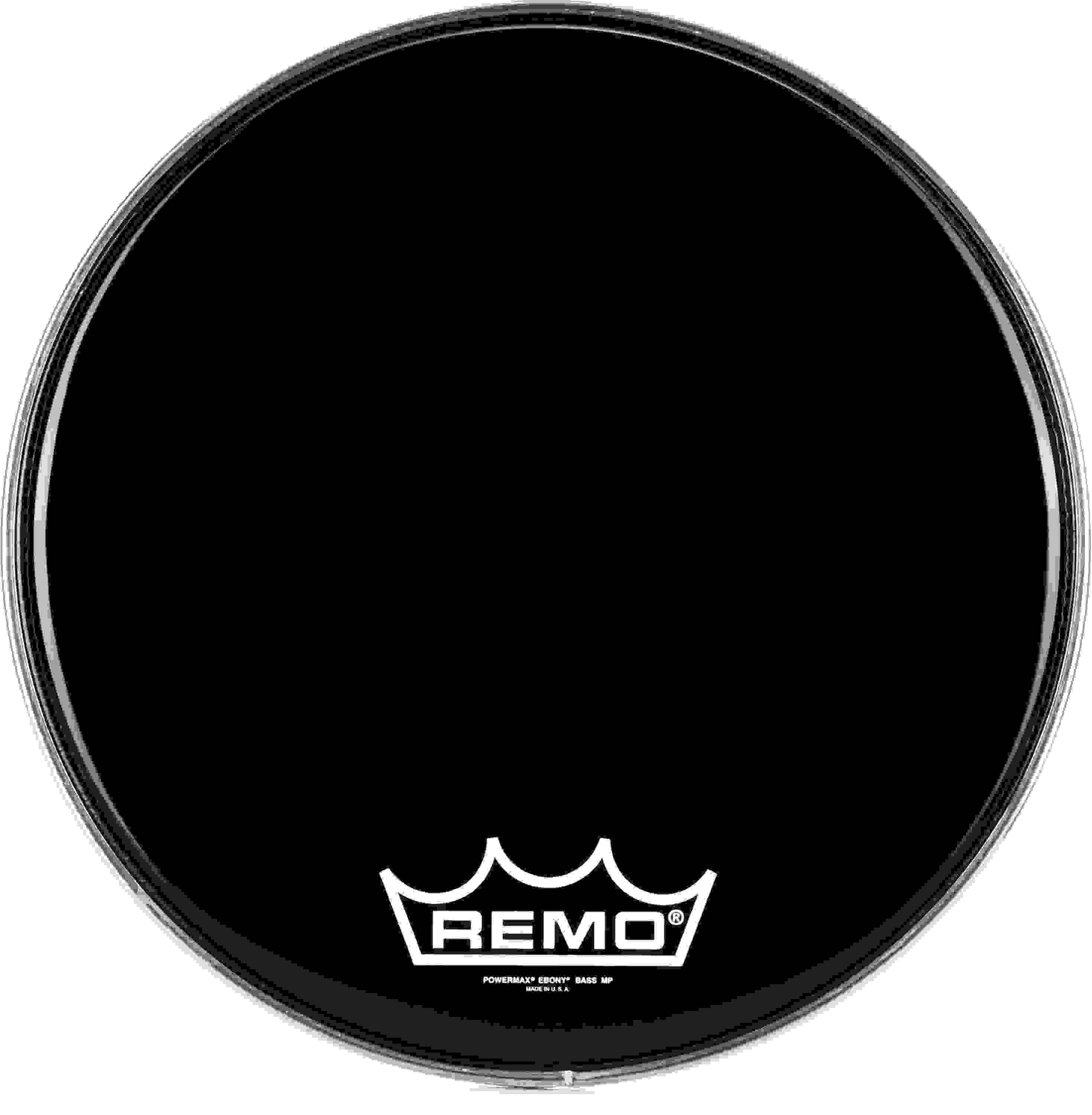 Remo Powermax Ebony Crimplock Bass Drumhead - 18 inch | Sweetwater