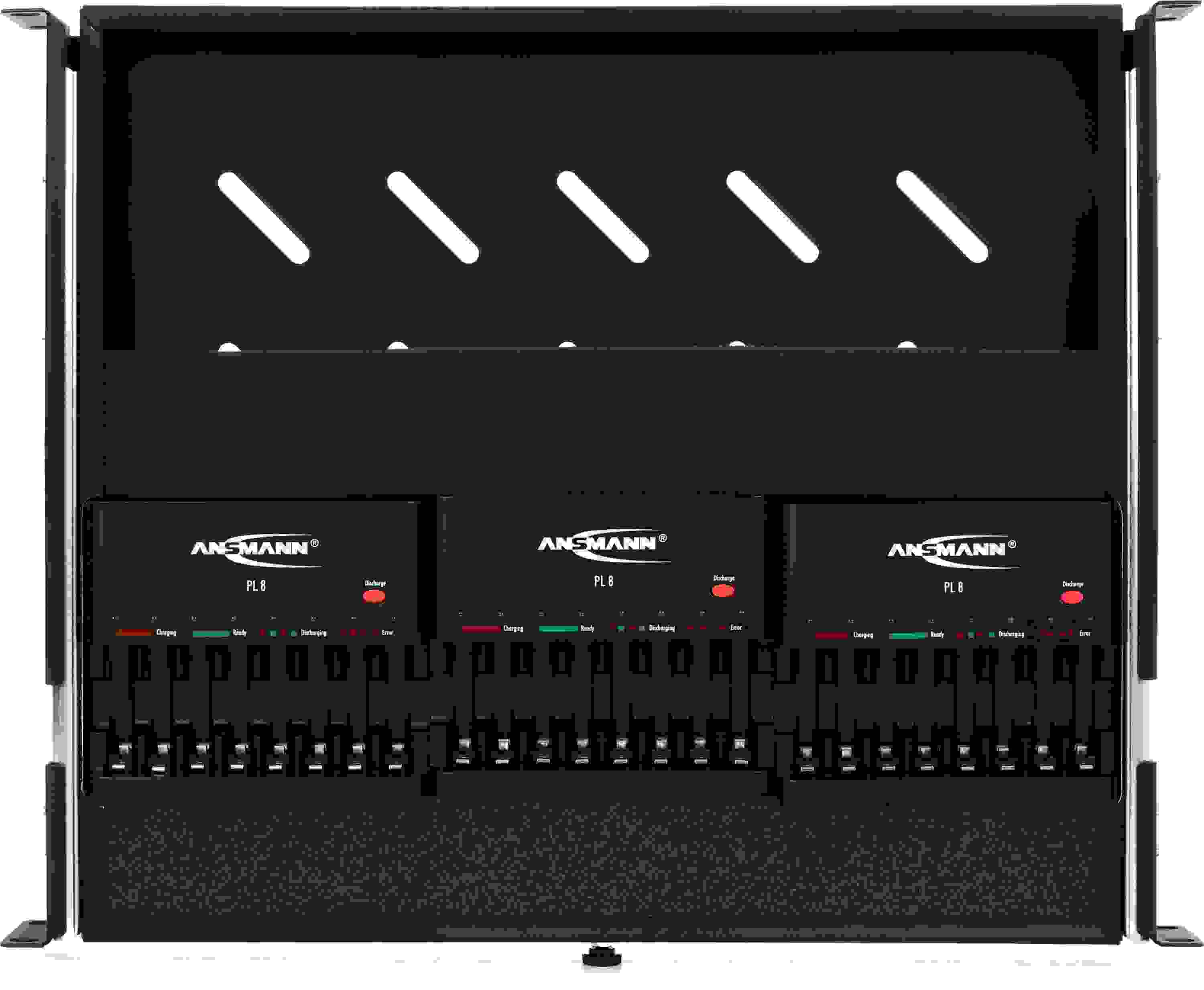 Ansmann Rackmount Drawer with 3 Powerline 8 Battery Chargers | Sweetwater