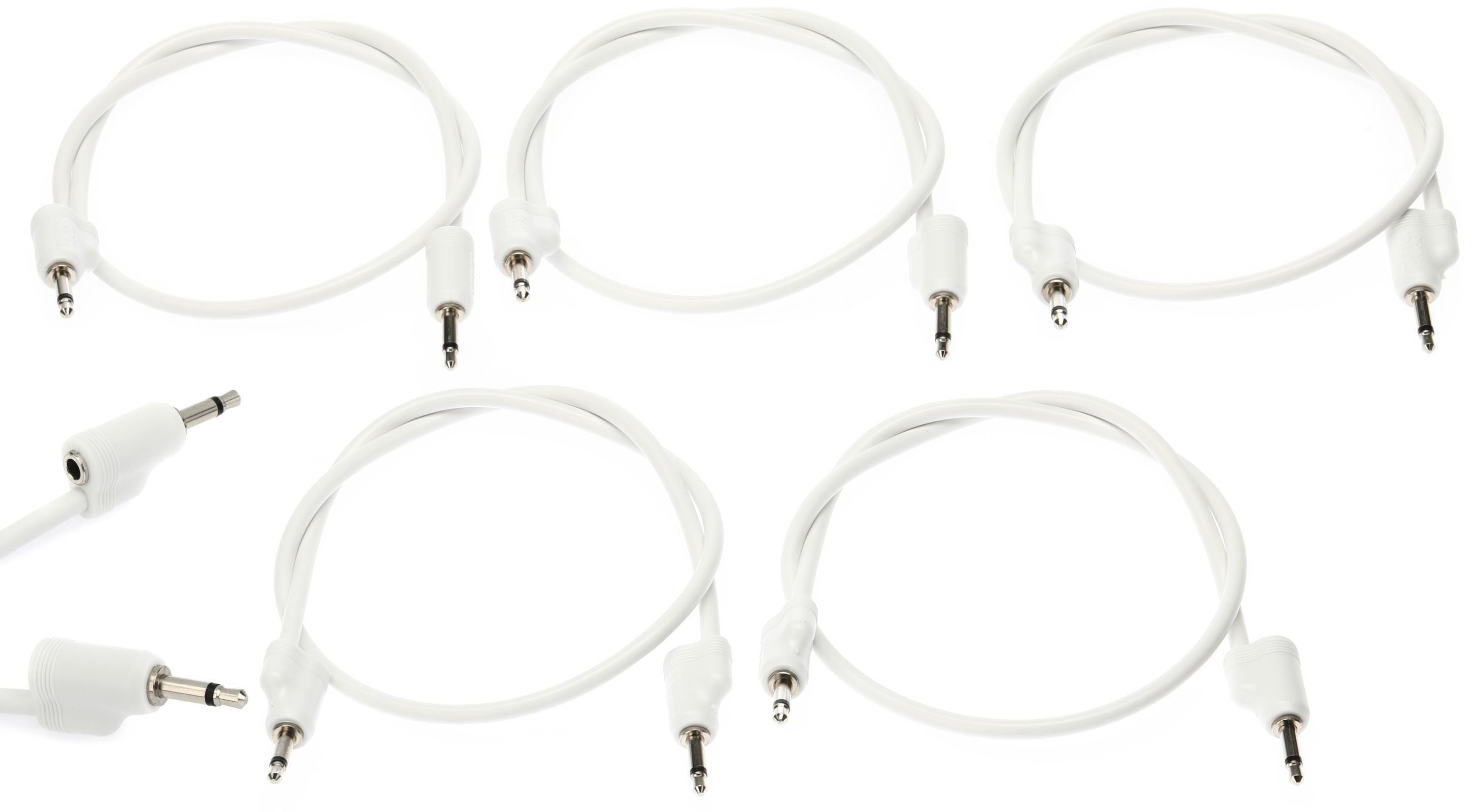 Tiptop Audio Stackcable Eurorack Patch Cable - 50cm, White (5-pack) | Sweetwater