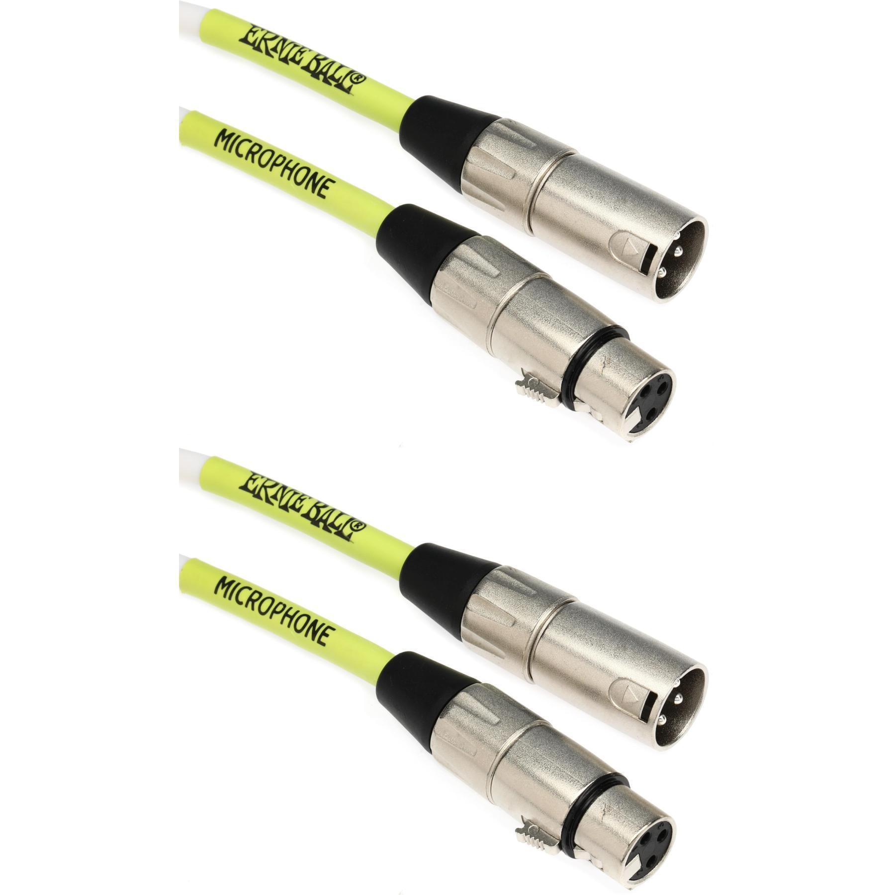 Ernie Ball P06388 Braided Microphone Cable (2-Pack) - 20 foot White ...