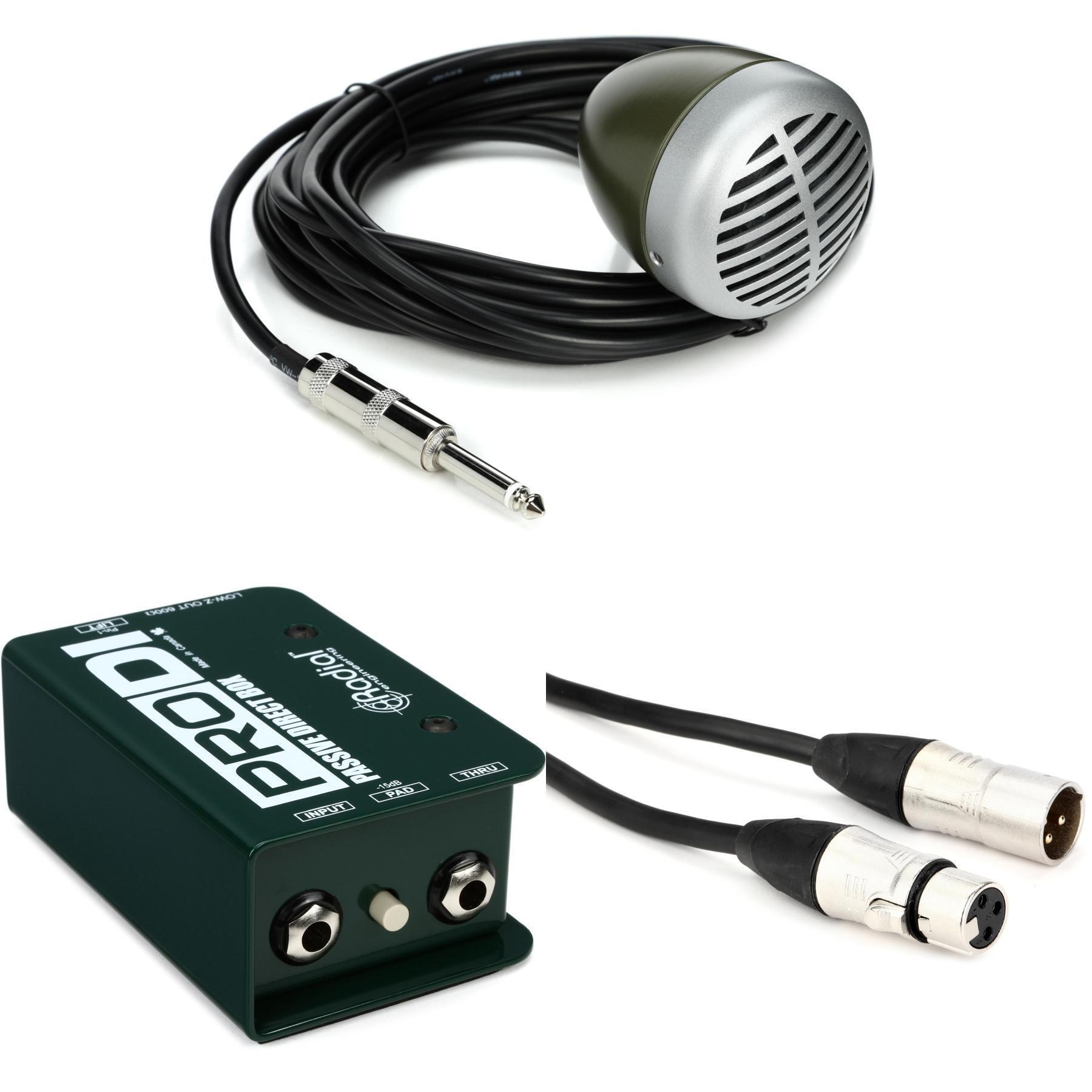 Shure 520DX "Green Bullet" Harmonica Microphone with Radial ProDI 1 ...