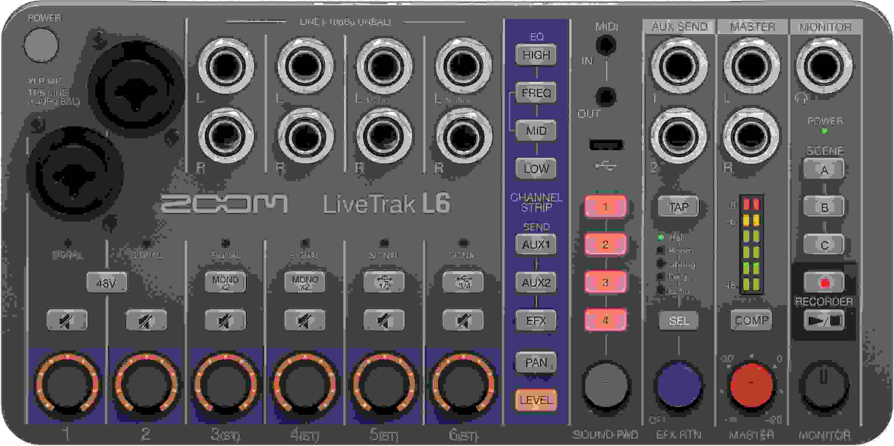 Zoom LiveTrak L6 10-channel Compact Digital Mixer | Sweetwater