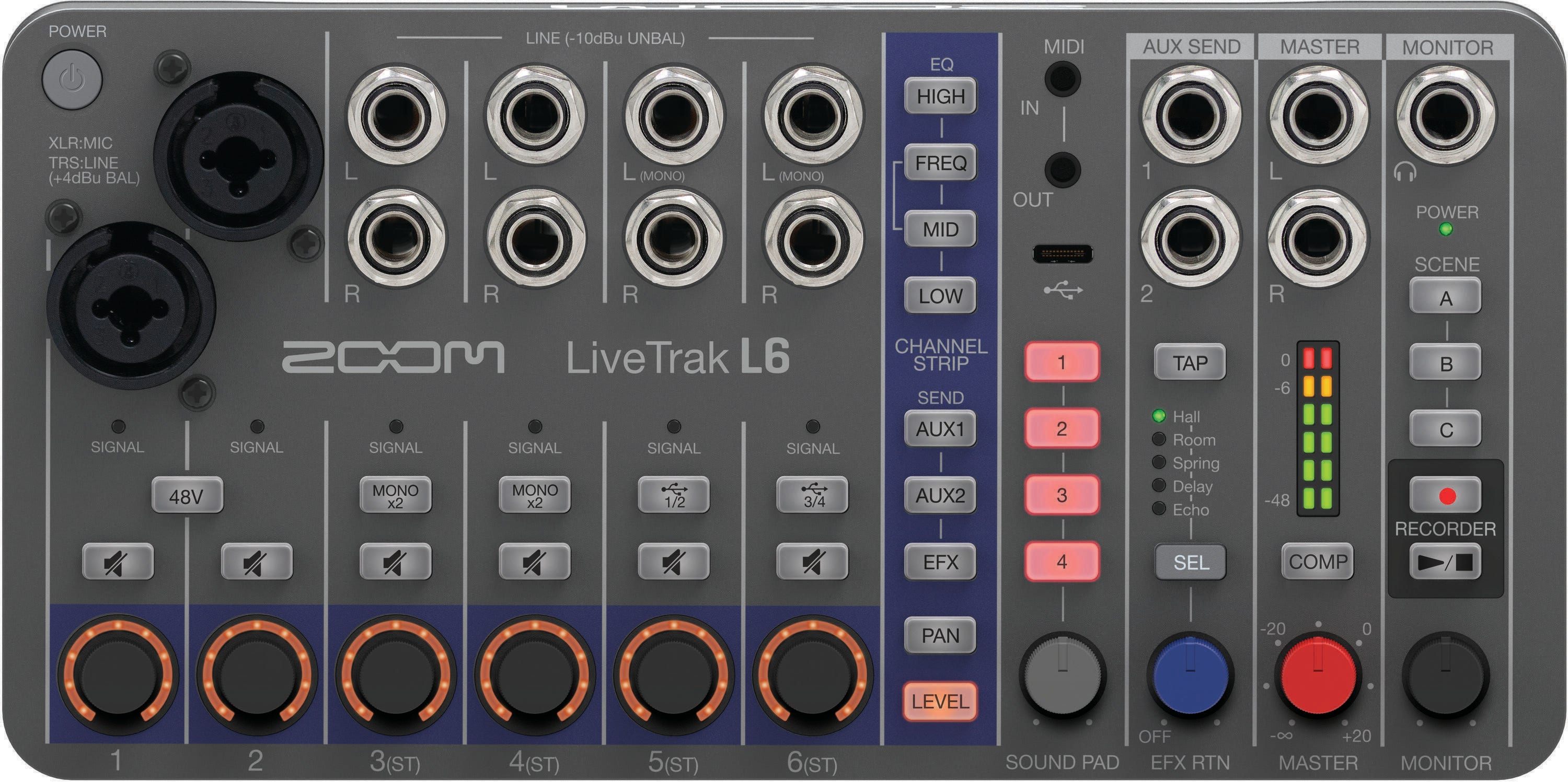 Zoom LiveTrak L6 10-channel Compact Digital Mixer | Sweetwater