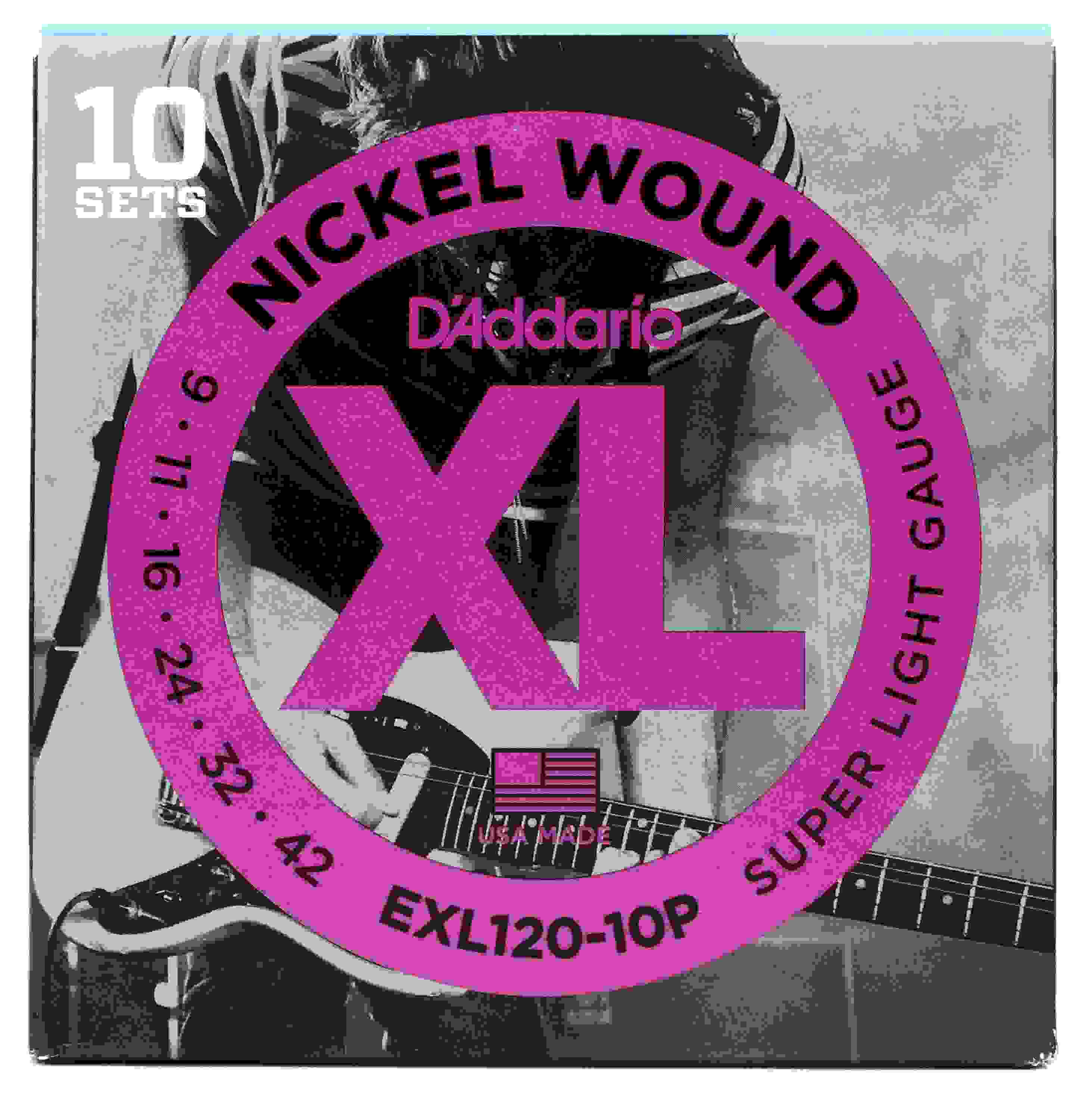 D'Addario EXL120 XL Nickel Wound Electric Guitar Strings - .009-.042 ...