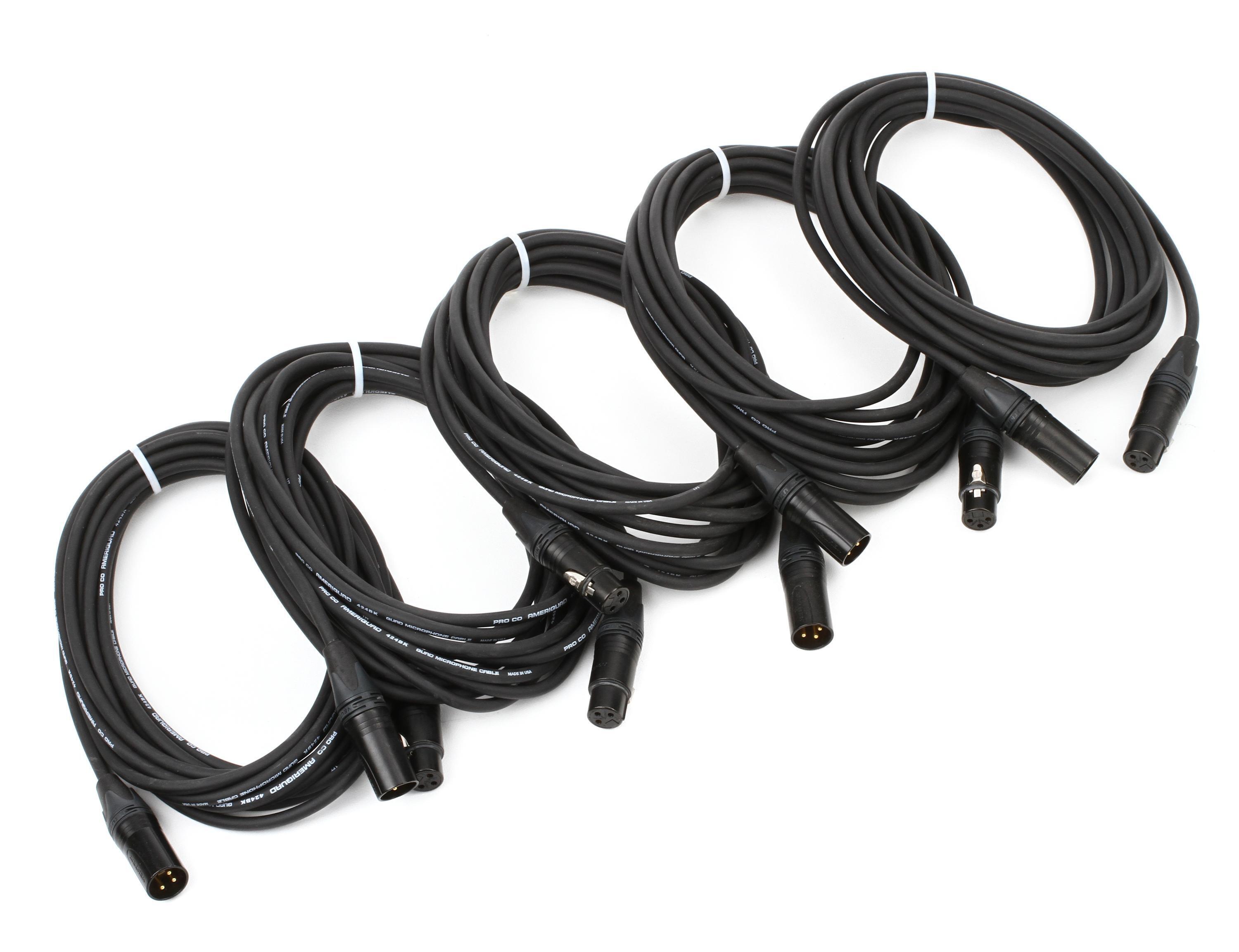 Pro Co AQN-20 Ameriquad Balanced Patch Cable - 20 foot (5-pack ...