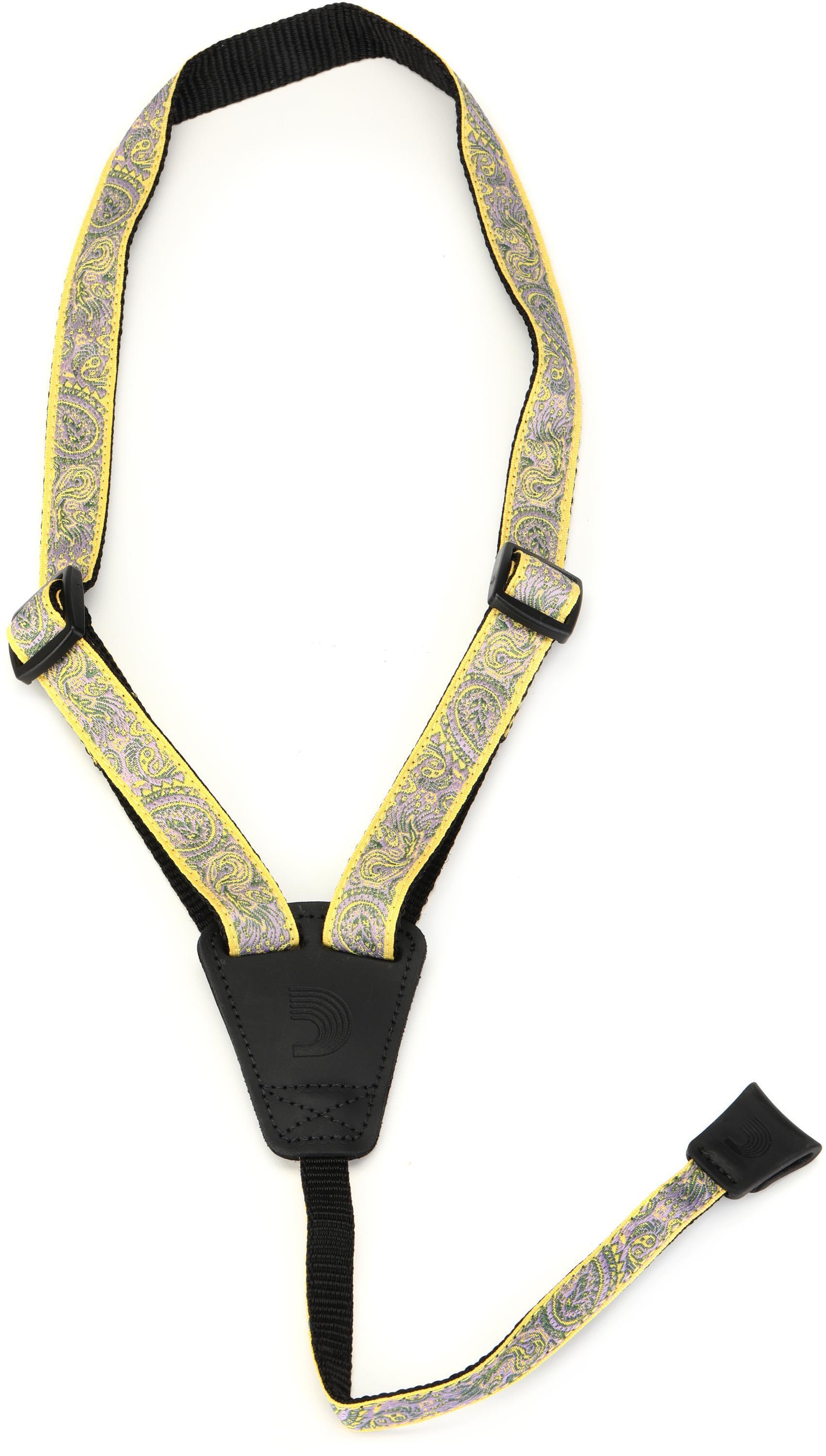 D'Addario Cradle Ukulele Strap - Paisley Yellow/Purple | Sweetwater