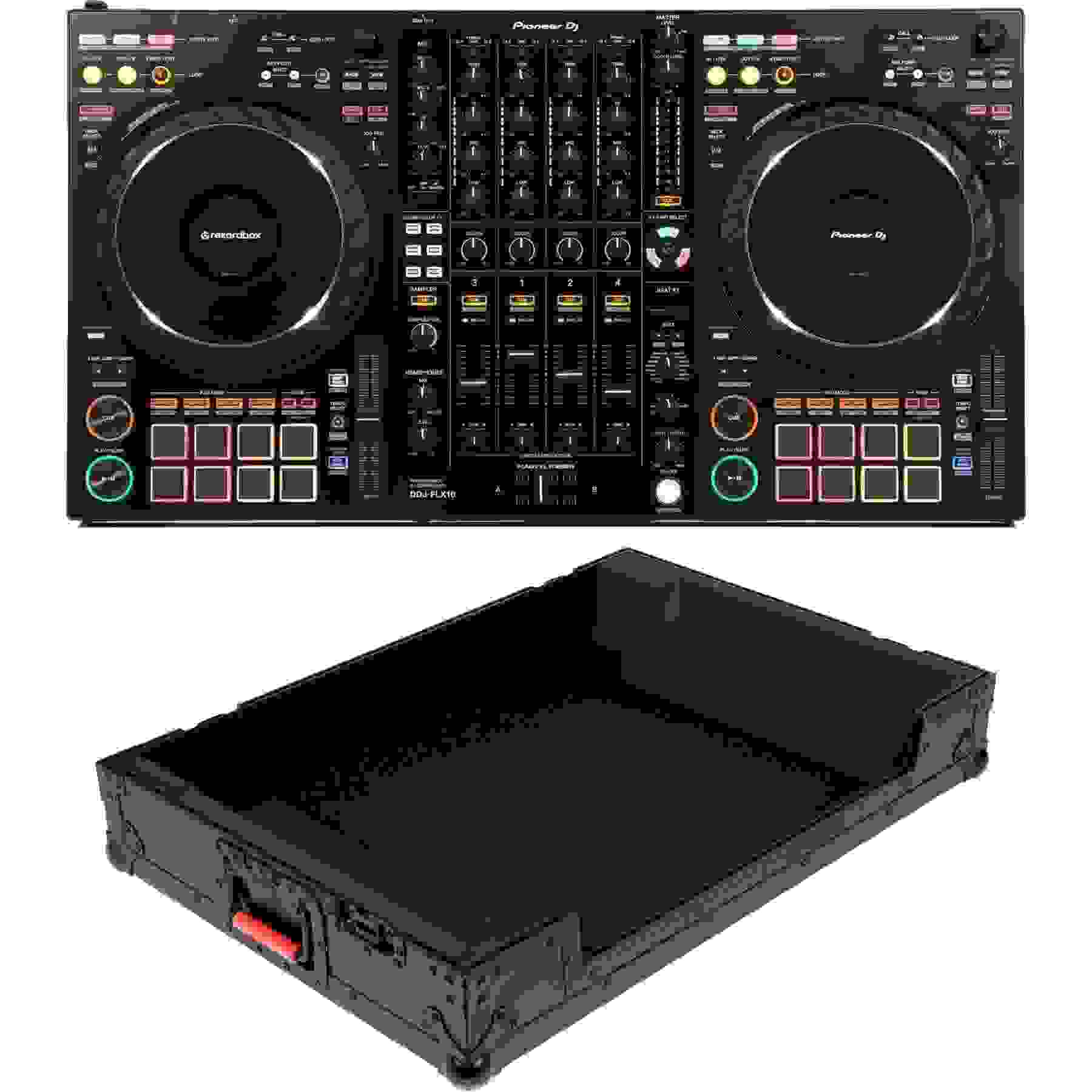 Pioneer DJ DDJ-FLX10 4-deck DJ Controller with Onyx Flight Case - Black | Sweetwater