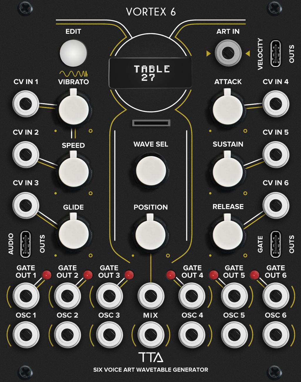 Tiptop Audio Vortex 6 ART 6-voice Wavetable Generator Eurorack Module ...