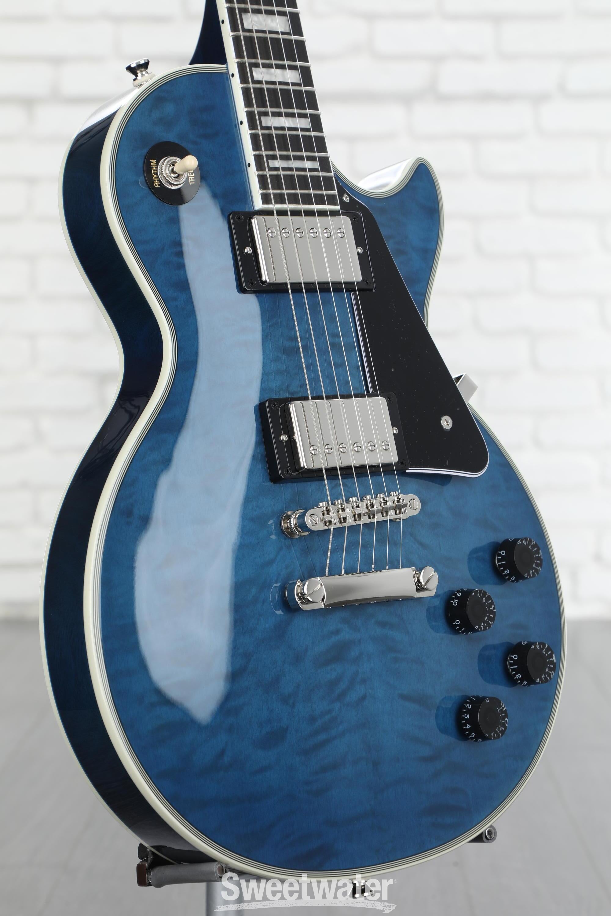 Epiphone Les Paul Custom Electric Guitar - Viper Blue, Sweetwater Exclusive