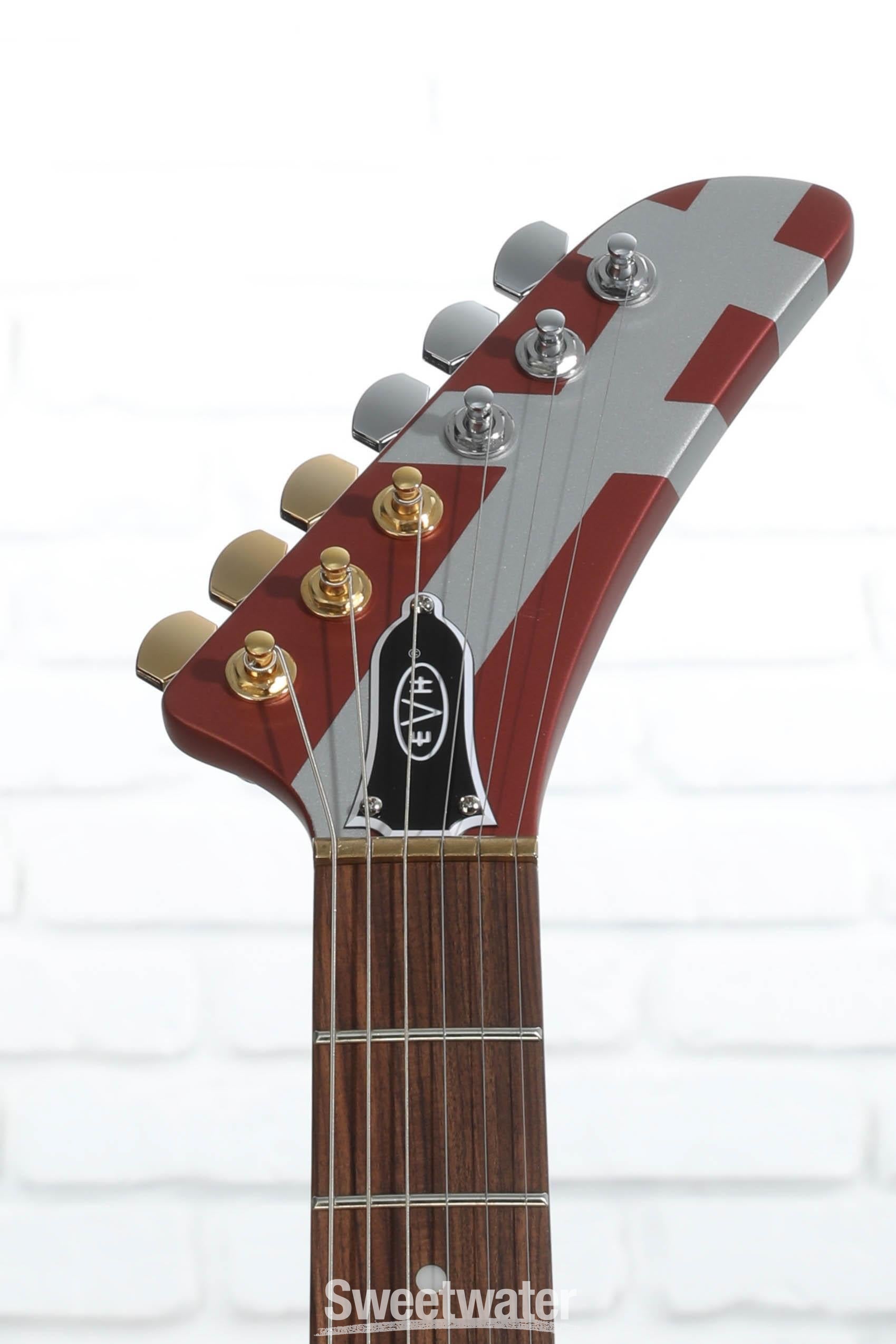 EVH Striped Series Shark Electric Guitar - Burgundy Red with Silver ...