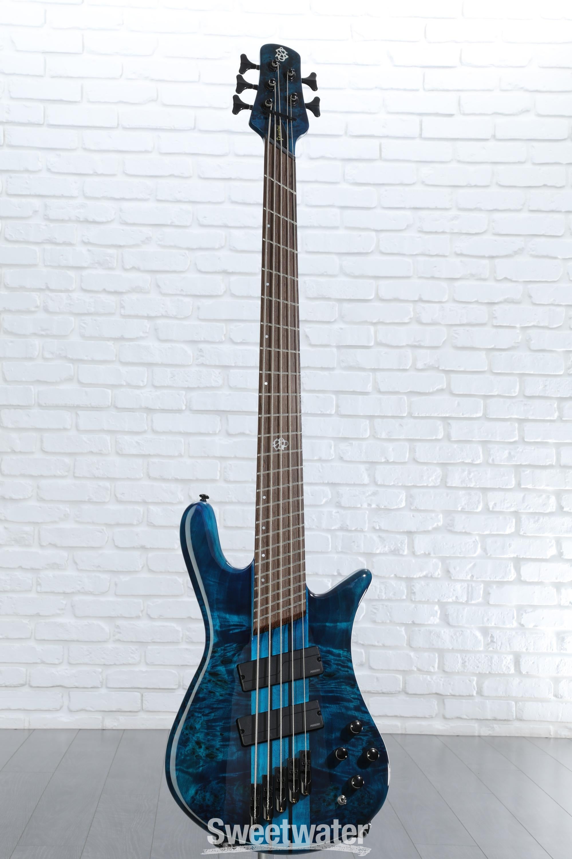 Spector NS Dimension 5 Bass Guitar - Black and Blue Gloss | Sweetwater