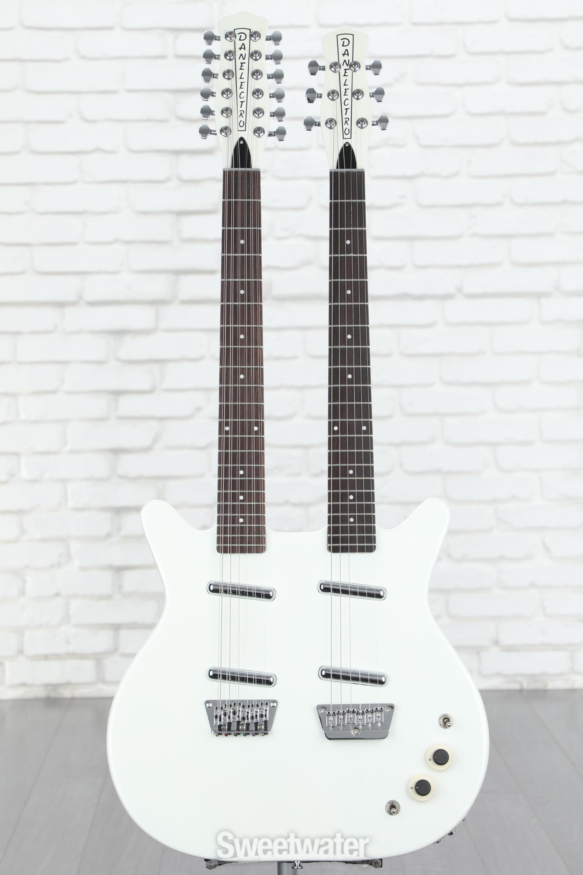 Danelectro Doubleneck Electric Guitar - White Pearl | Sweetwater
