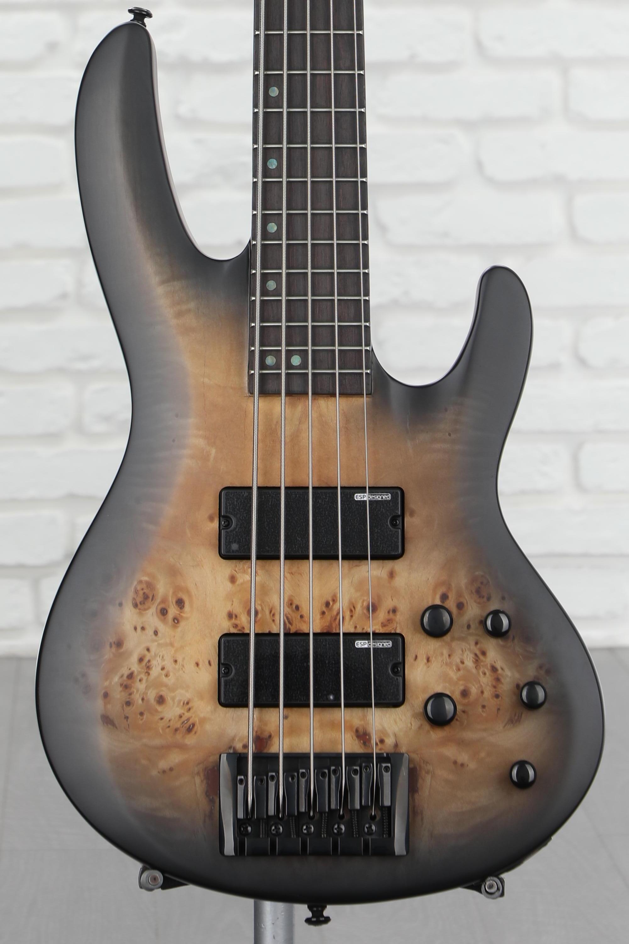 ESP LTD B-5 Ebony Bass Guitar - Charcoal Burst Satin | Sweetwater
