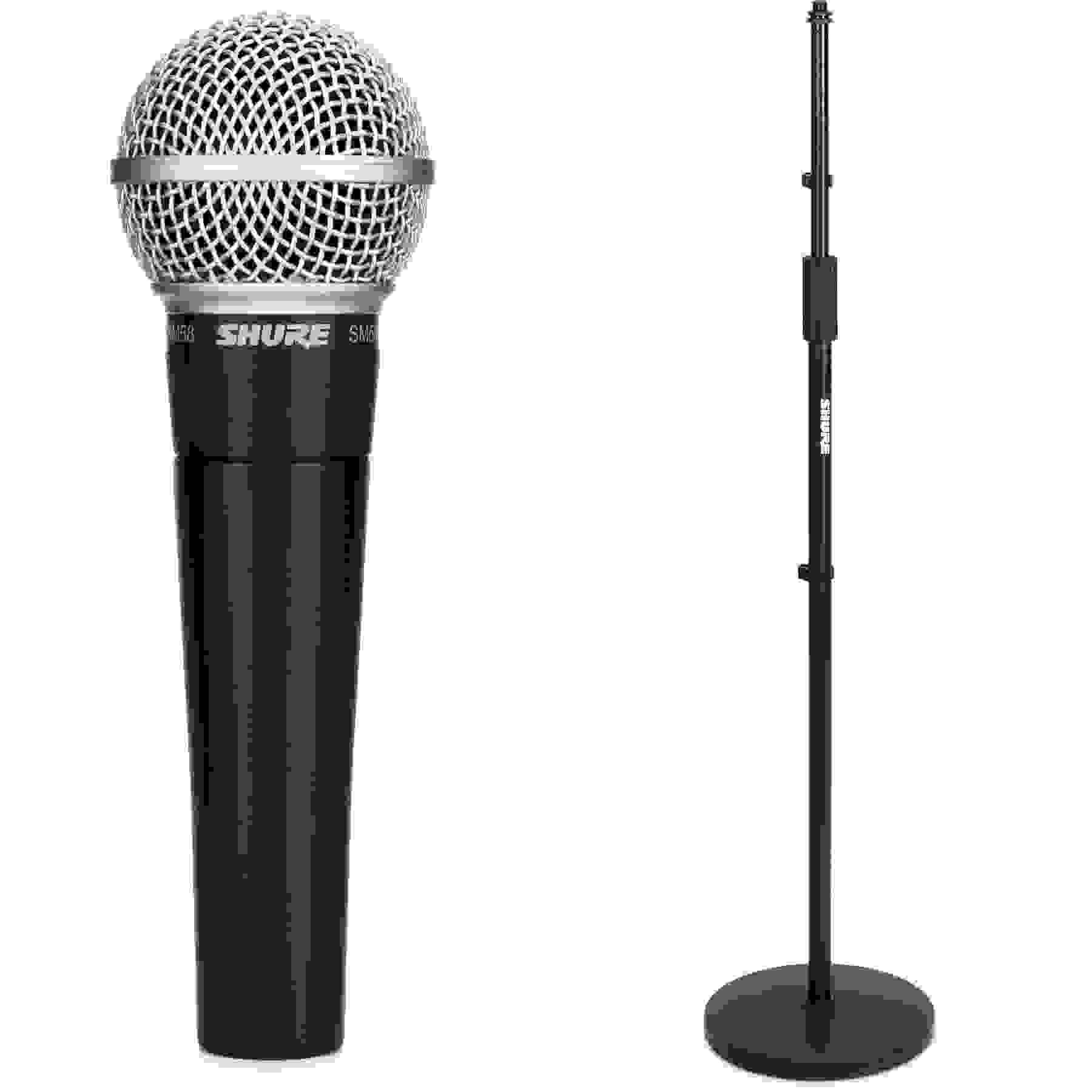 Shure SM58 Cardioid Dynamic Vocal Microphone with 10" Round Base Stand ...