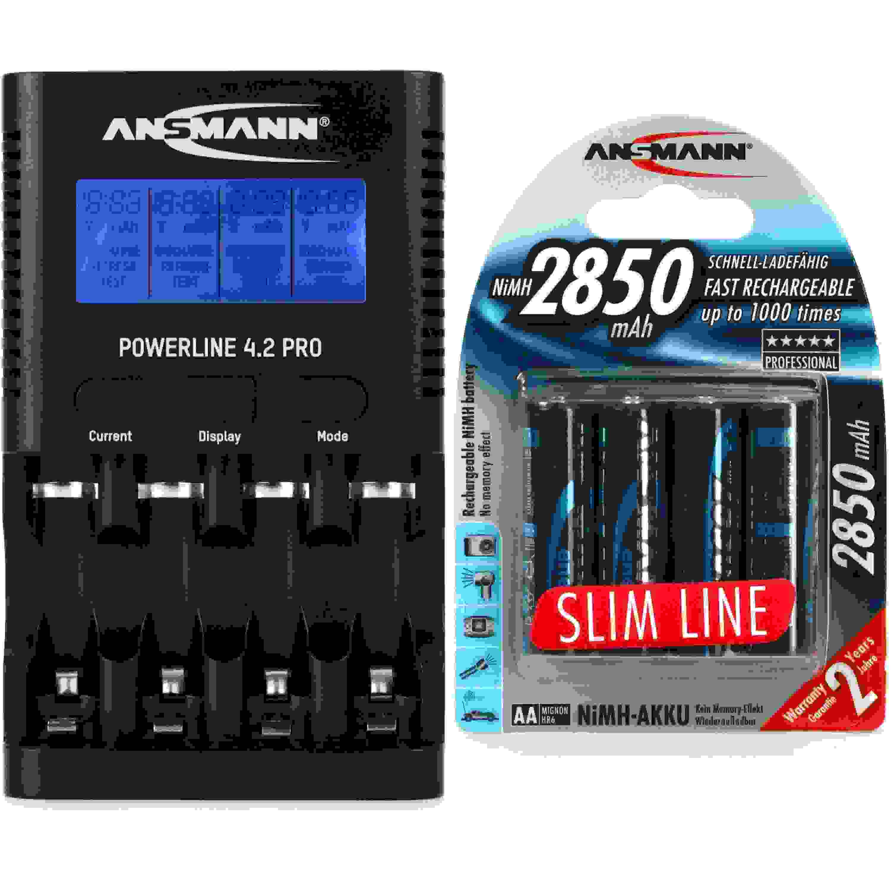 Ansmann Powerline 4.2 Pro Battery Charger and (4) AA Batteries | Sweetwater
