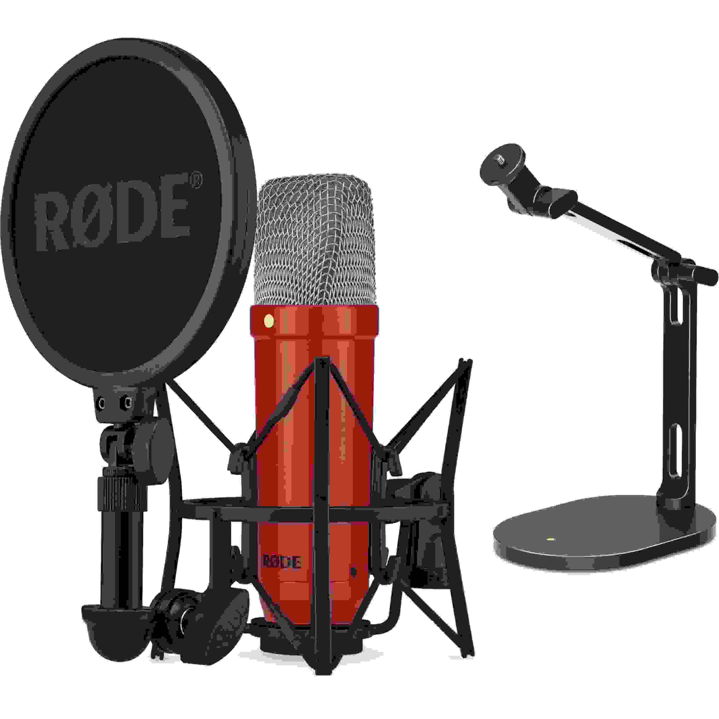 Rode NT1 Signature Series Condenser Microphone with Desk Stand - Red ...