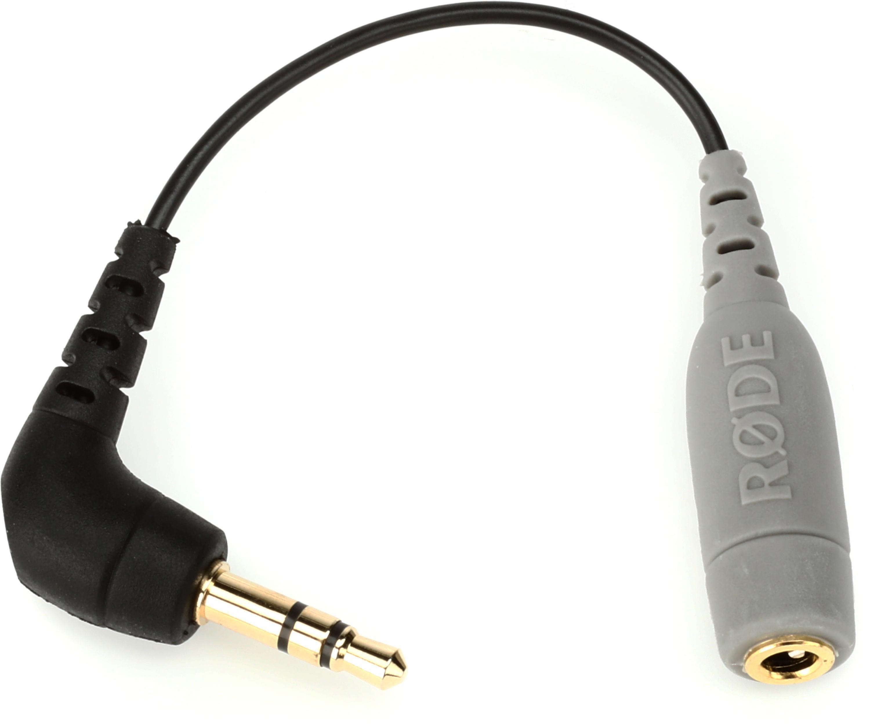Rode SC3 Adapter - Female 3.5mm TRRS to Angled Male 3.5mm TRS | Sweetwater