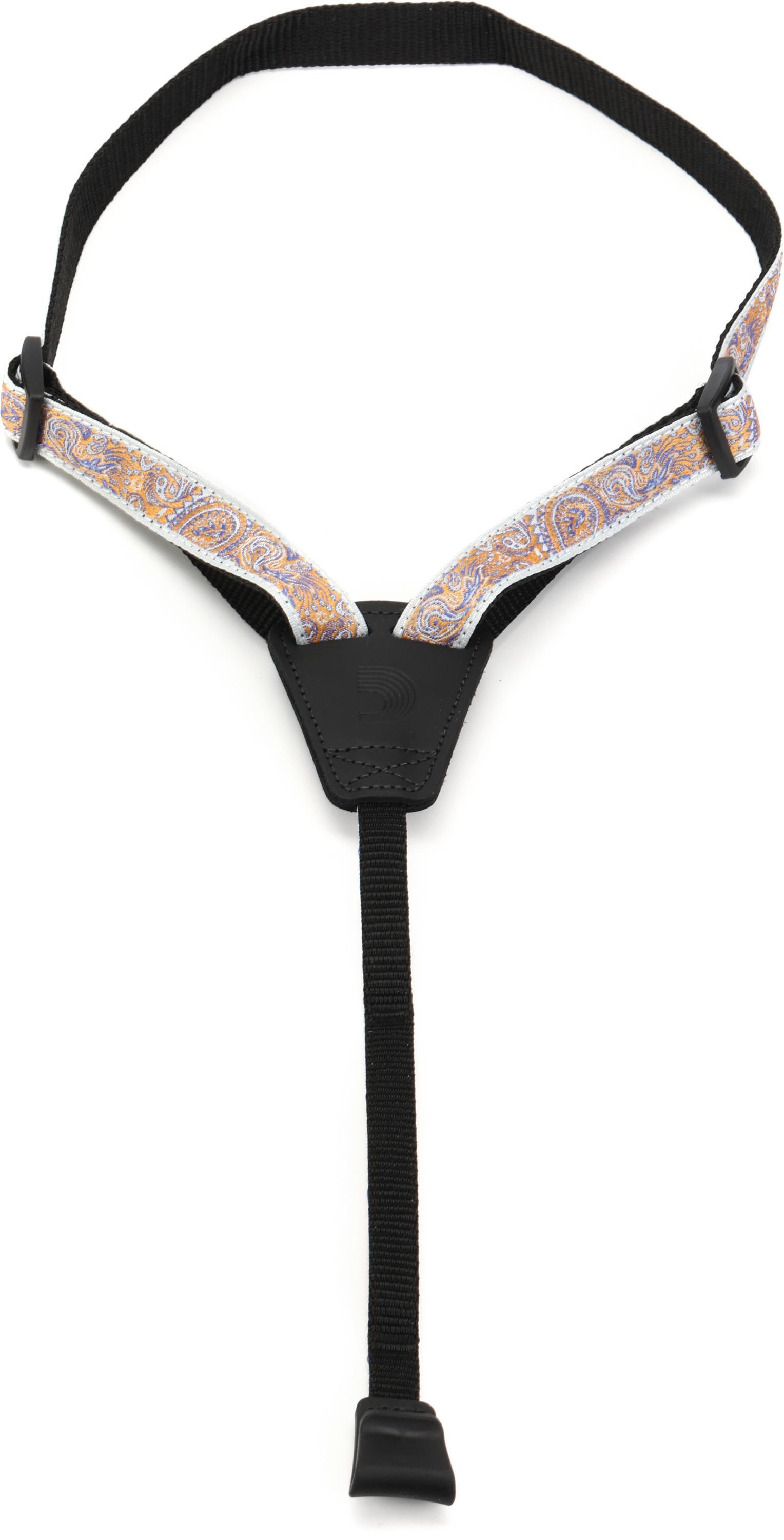 D'Addario Cradle Ukulele Strap - Paisley Gray/Orange | Sweetwater