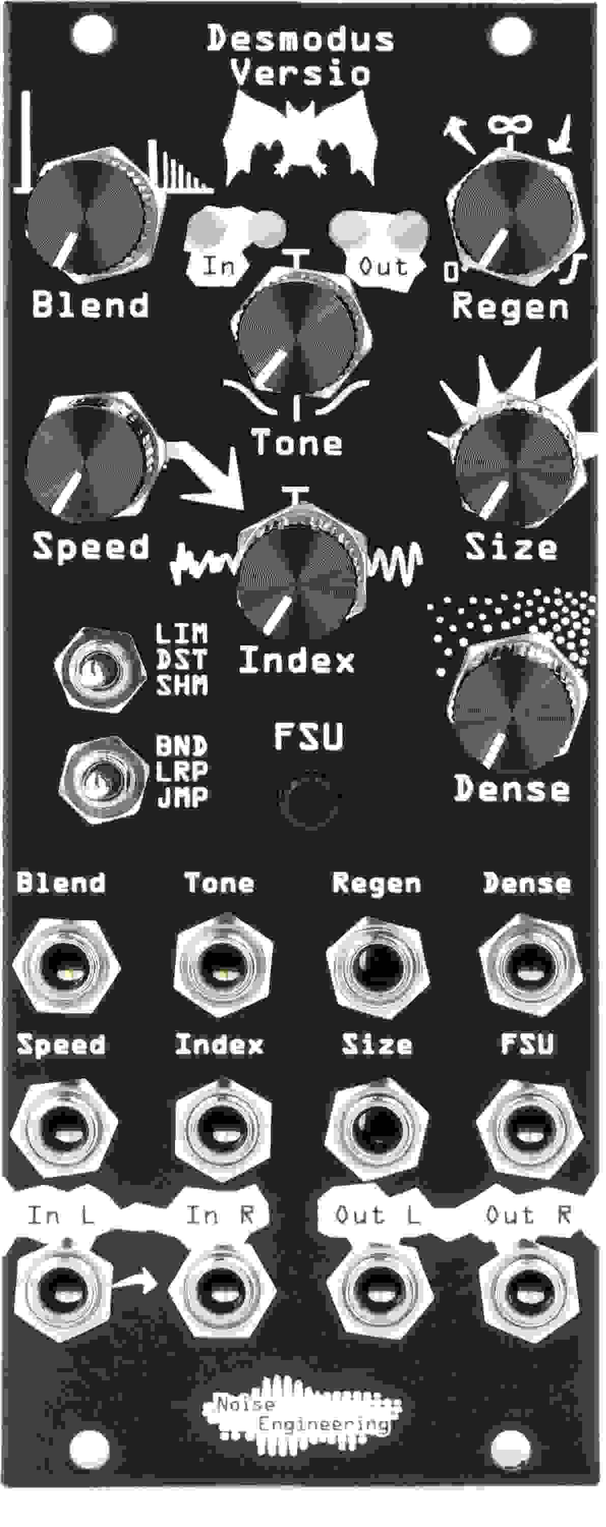 Noise Engineering Desmodus Versio Stereo Reverb Generator Eurorack Module - Black | Sweetwater