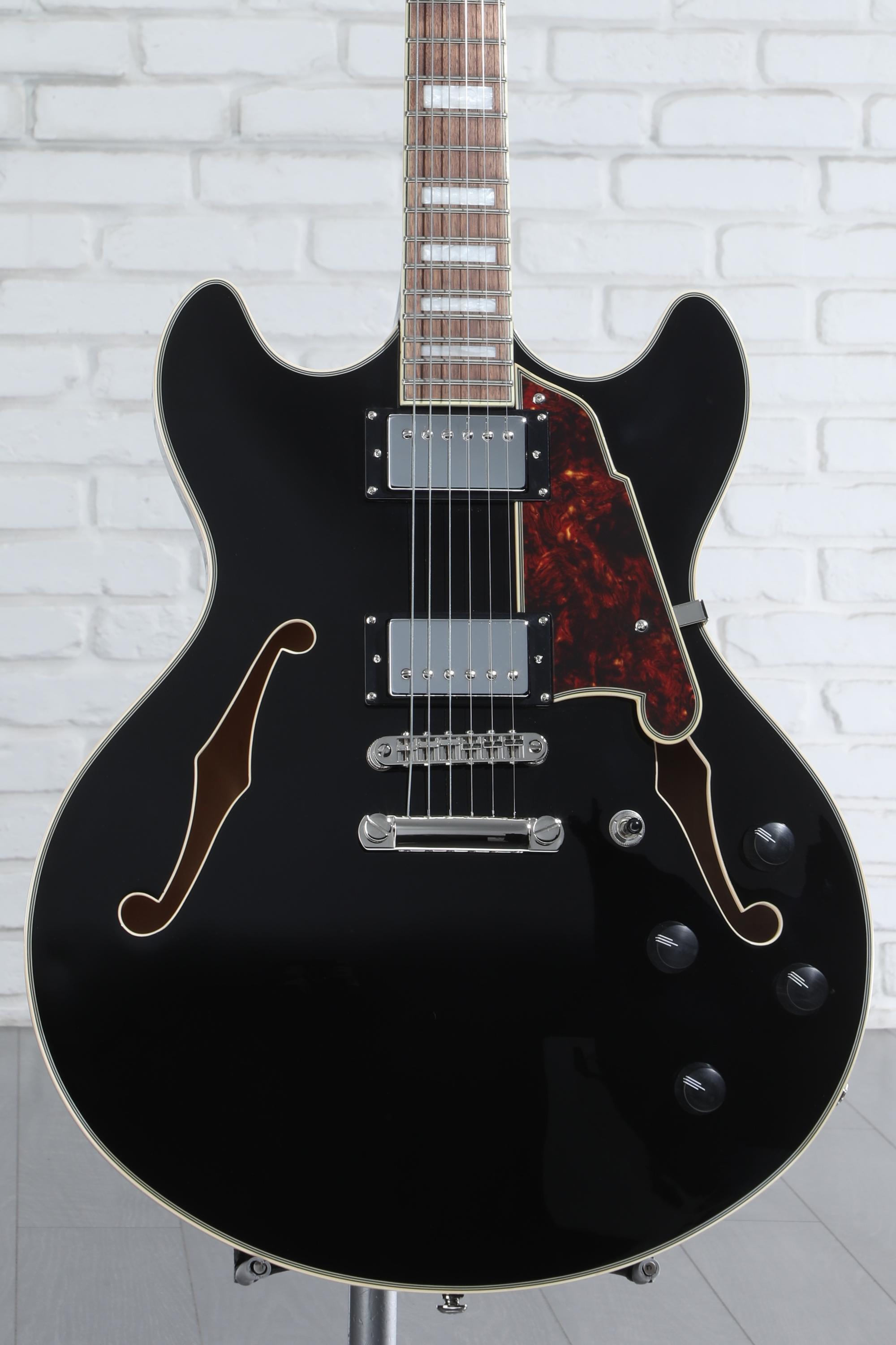 D'Angelico Premier DC Electric Guitar - Solid Black with Stopbar Tailpiece | Sweetwater