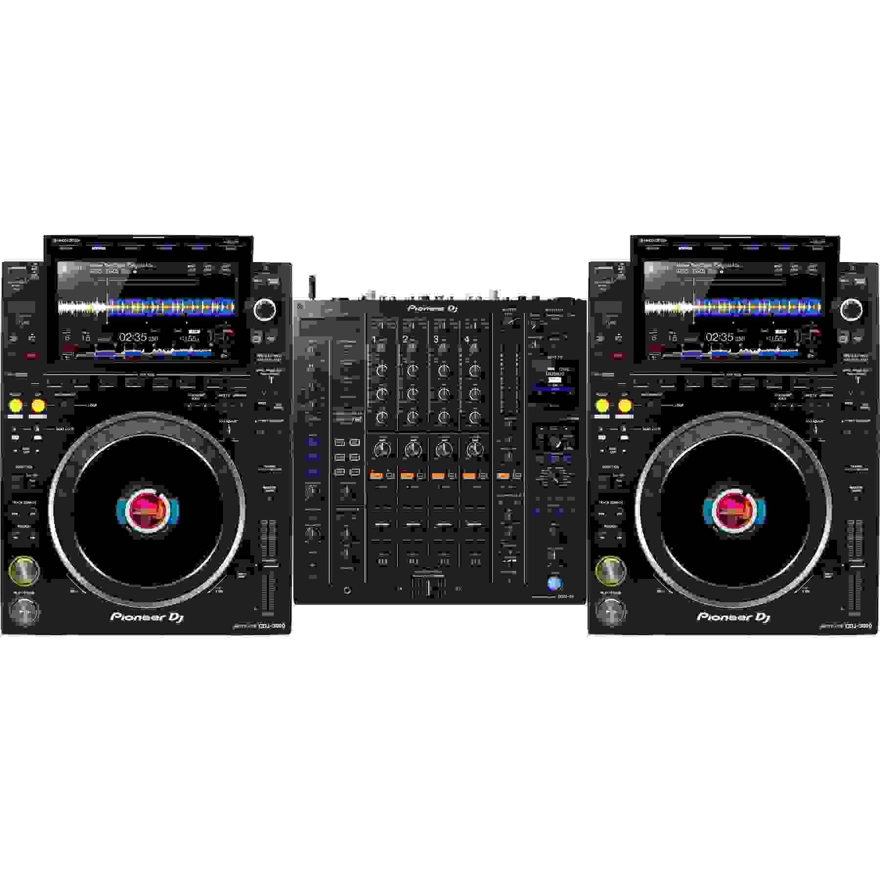 Pioneer DJ DJM-A9 4-channel DJ Mixer with Effects and Dual CDJ3000 ...