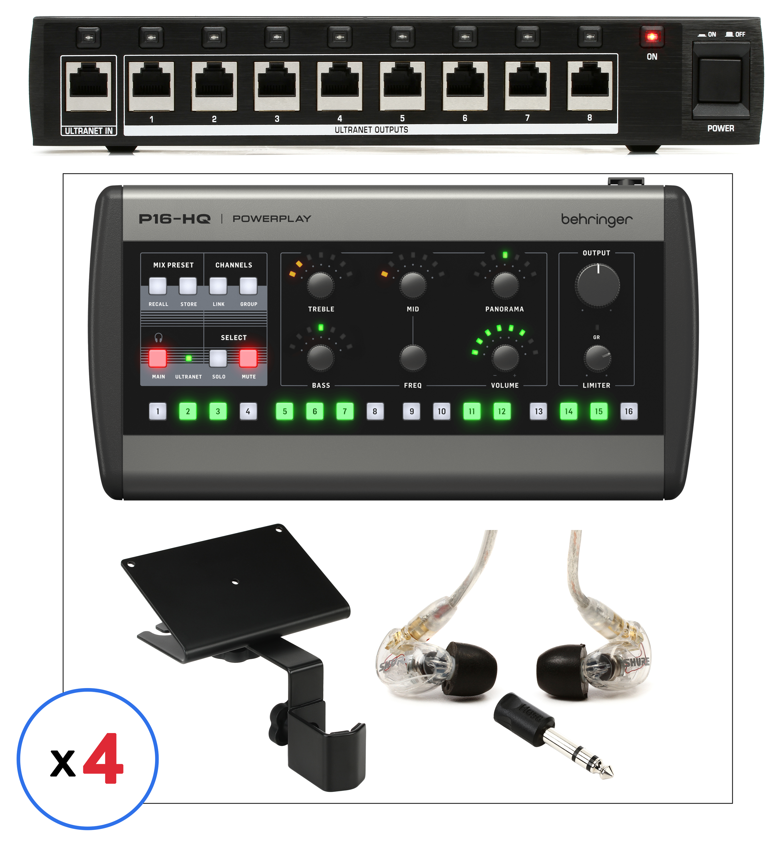 Behringer P16-HQ Personal Monitoring System with Shure SE215 In-ear ...