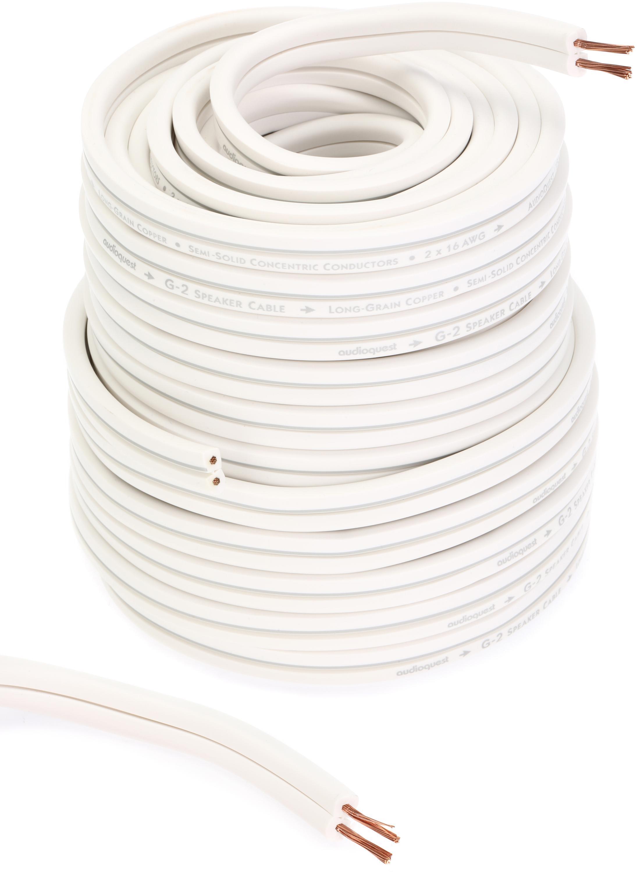 AudioQuest G2 16 AWG Bulk Spool Flat Speaker Cable - 50 feet, White ...