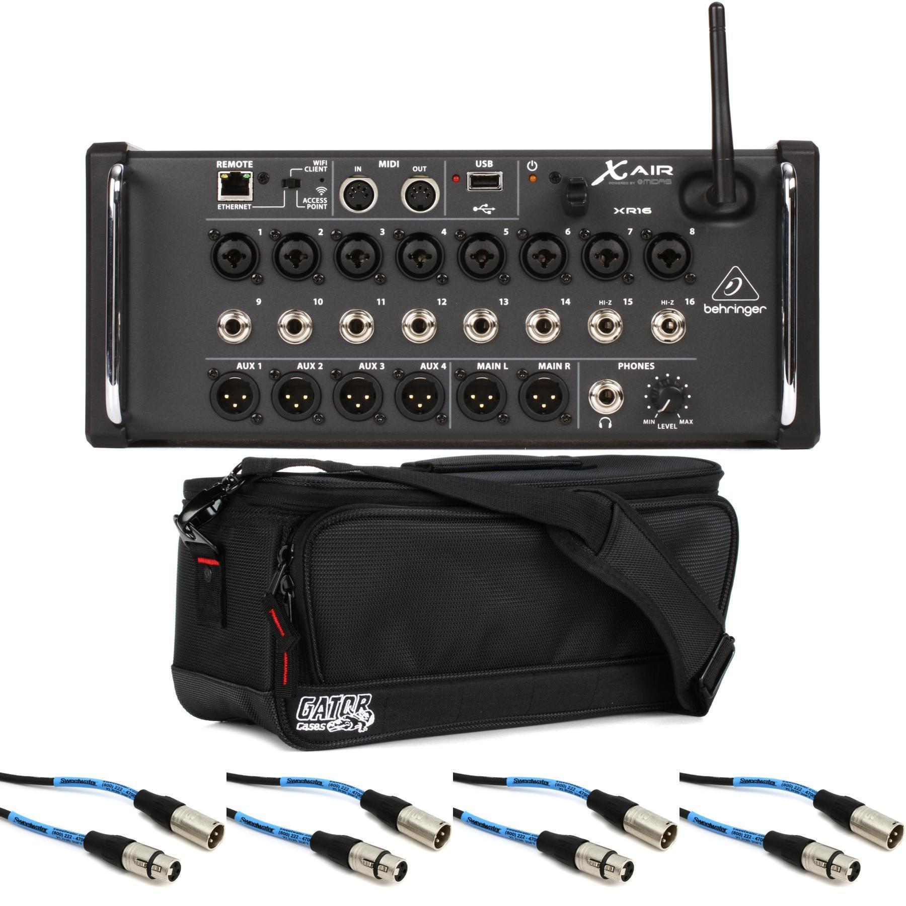 Behringer X Air XR16 Digital Mixer with Case and Cables | Sweetwater