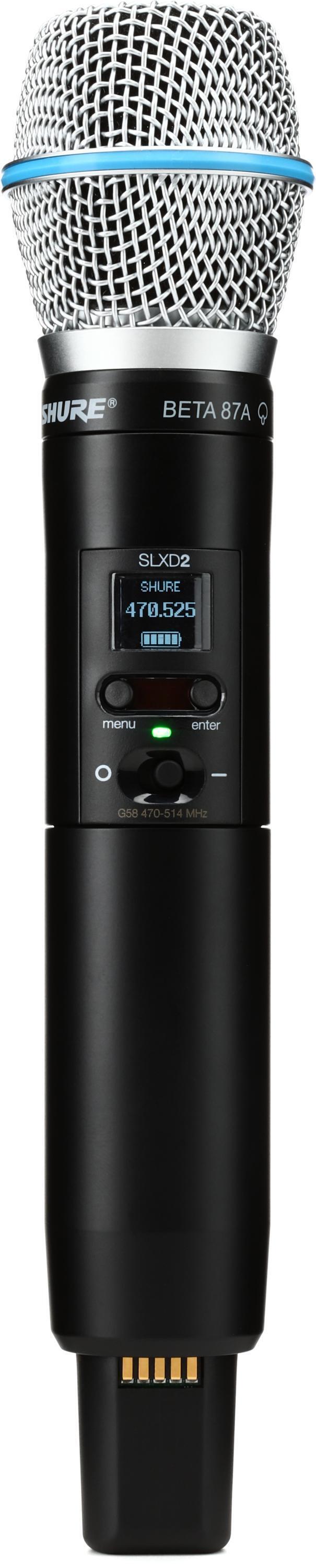 Shure SLXD2/B87A Wireless Handheld Microphone Transmitter - G58 Band | Sweetwater