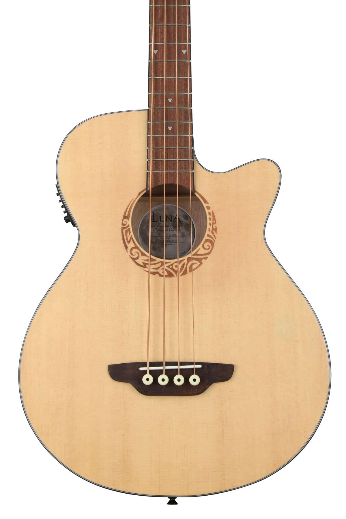 Luna Tribal 30-inch Scale Acoustic Bass Guitar - Satin Natural | Sweetwater