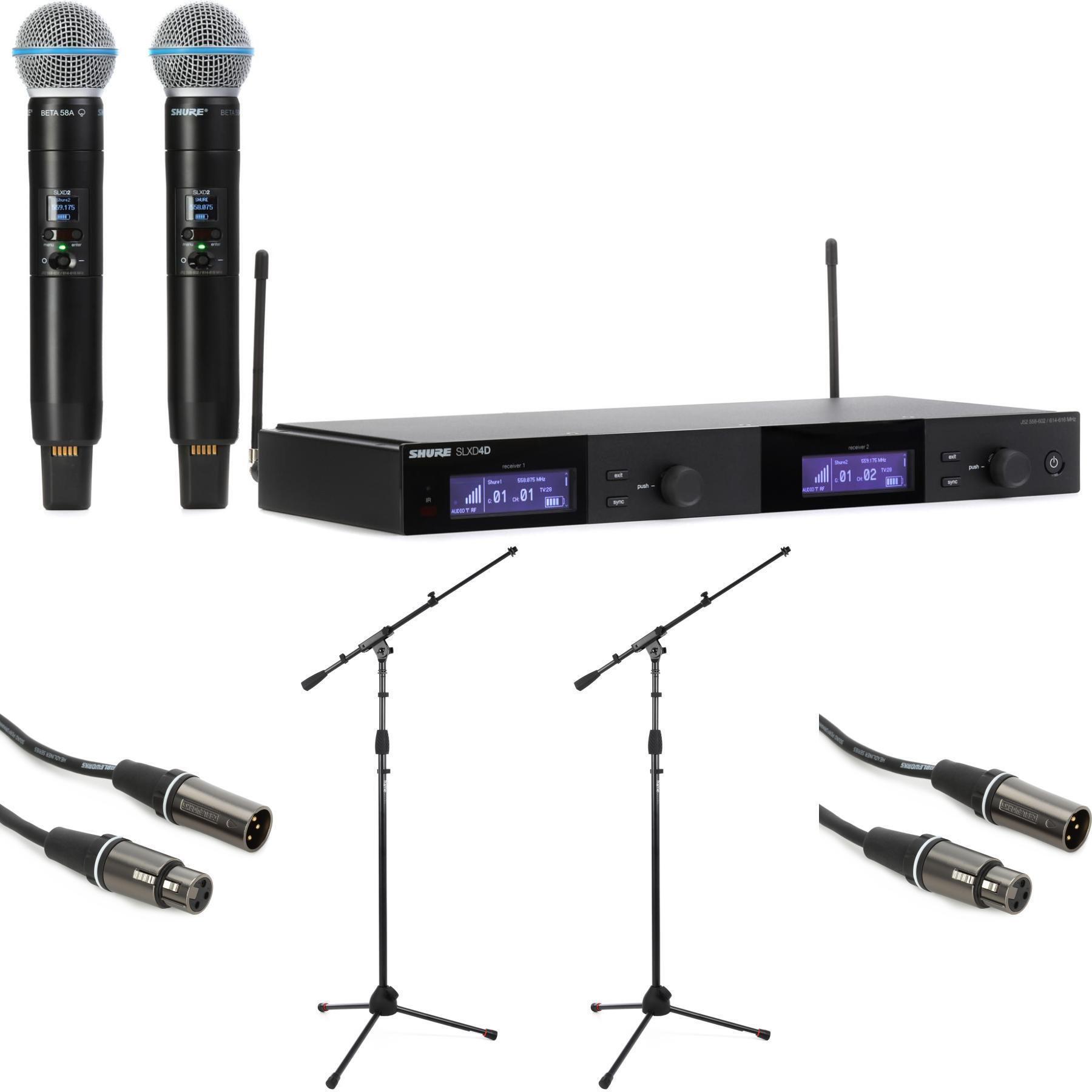 Shure SLXD24D/B58 Digital Wireless Dual Handheld Microphone System with ...