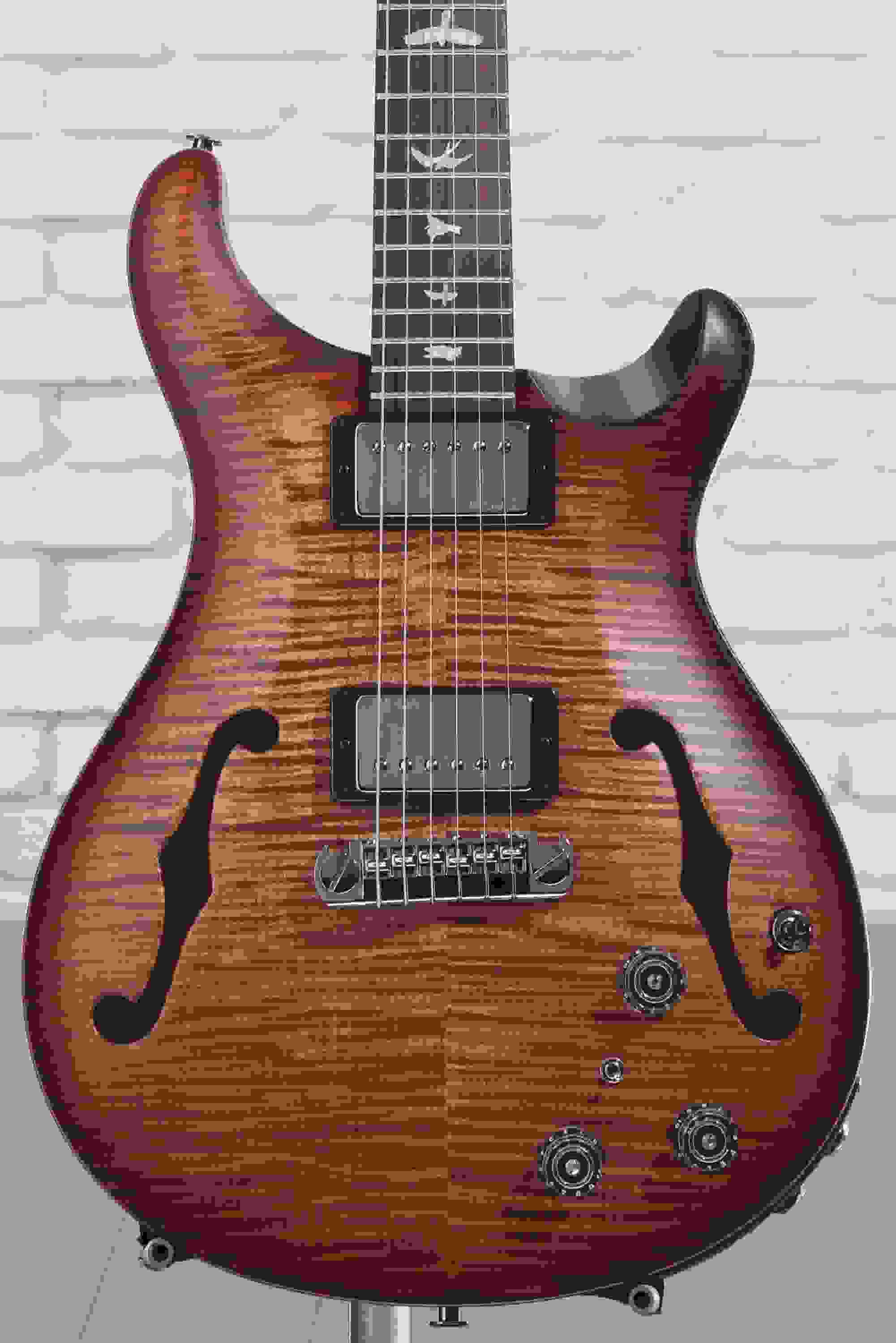 PRS Wood Library Hollowbody II Piezo 10-Top Electric Guitar - Copper with Dark Cherry Burst ...