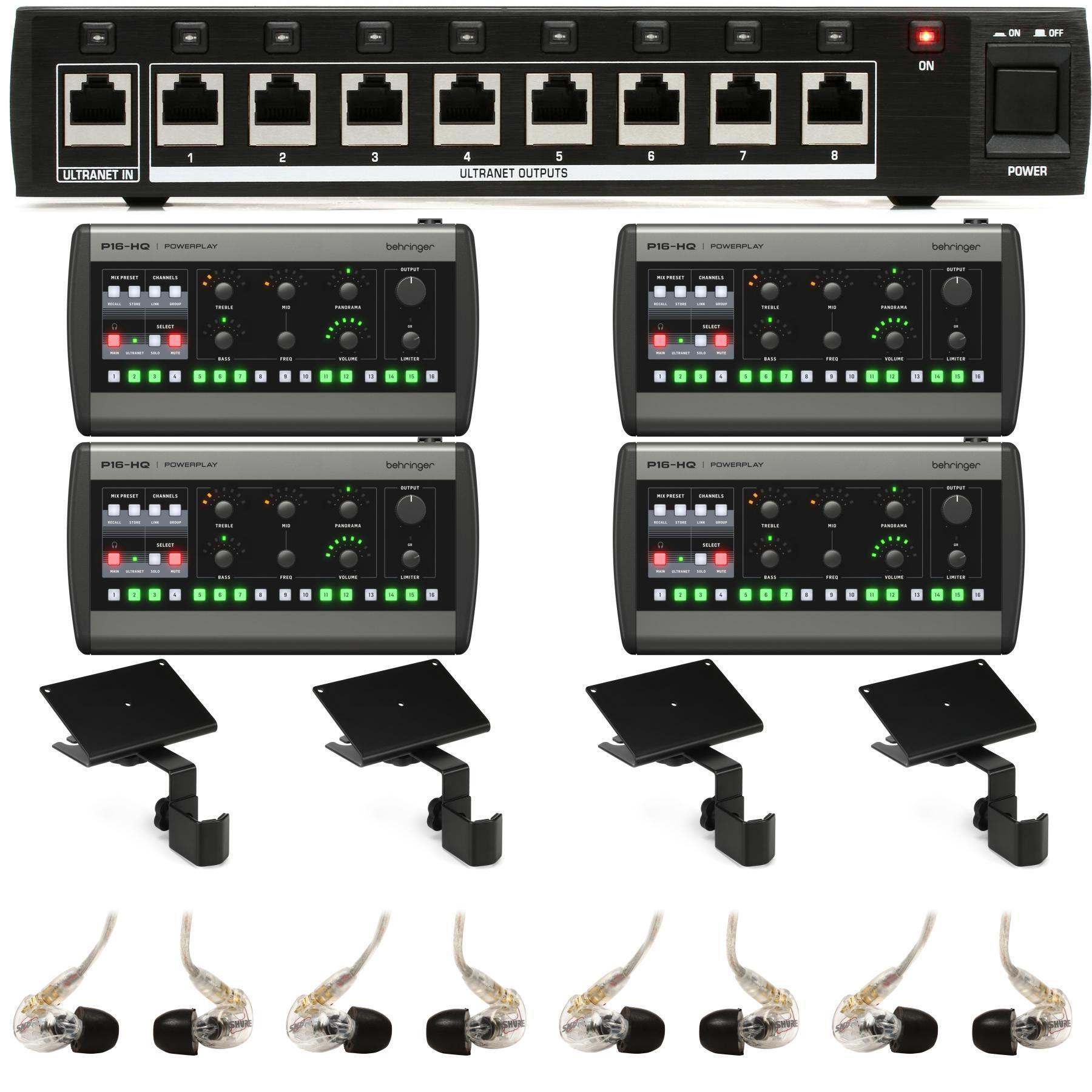 Behringer P16M Personal Monitoring System with Shure SE215 In-ear ...