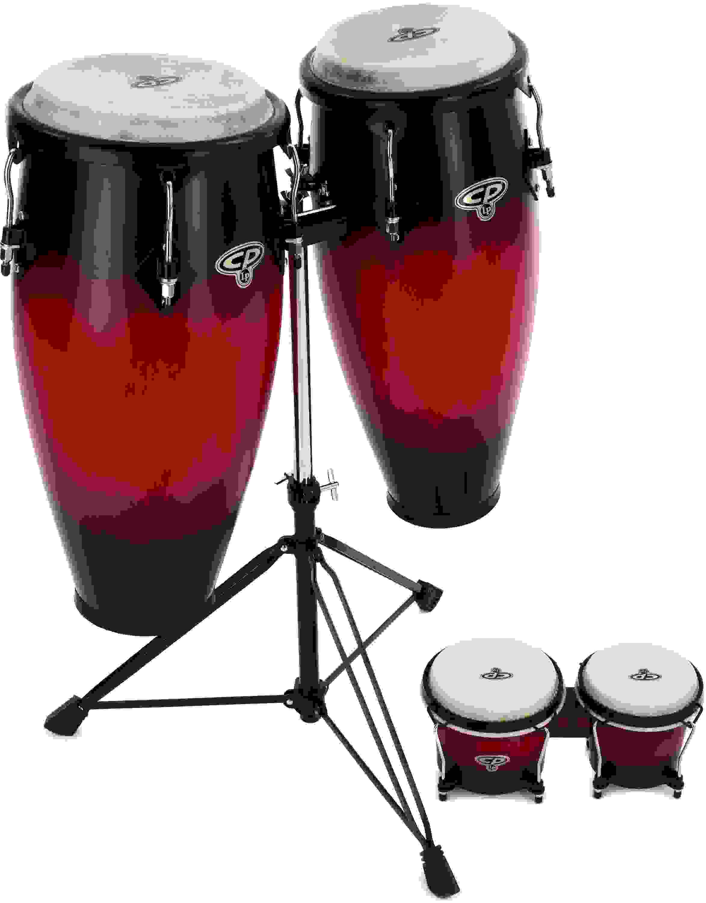 Cosmic Percussion Conga Set with Free Bongos - 9/10 inch Cherry Burst - Sweetwater Exclusive