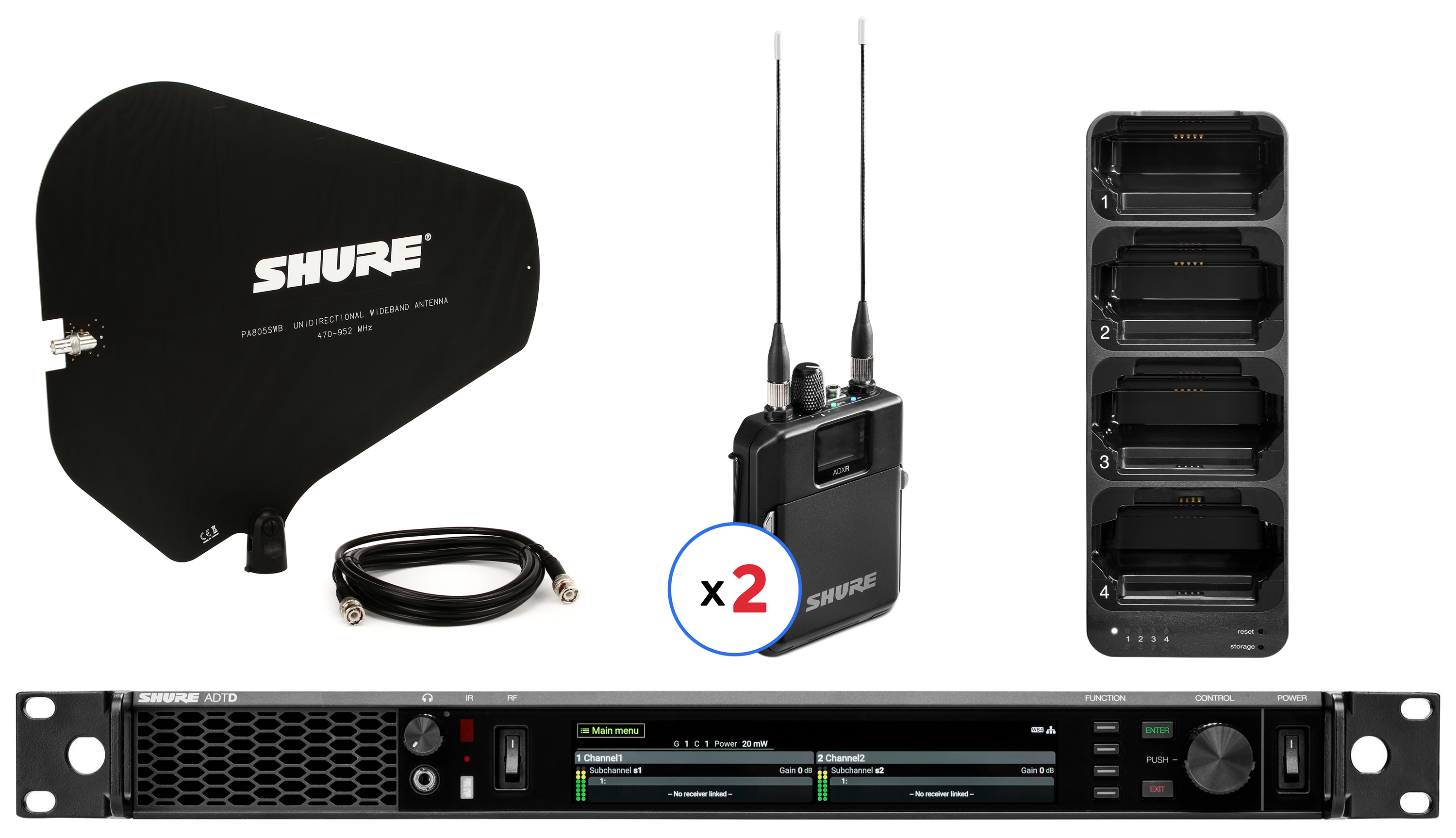 Shure ADTD Axient Digital PSM Wireless Dual System - G57 Band (470-608MHz) | Sweetwater
