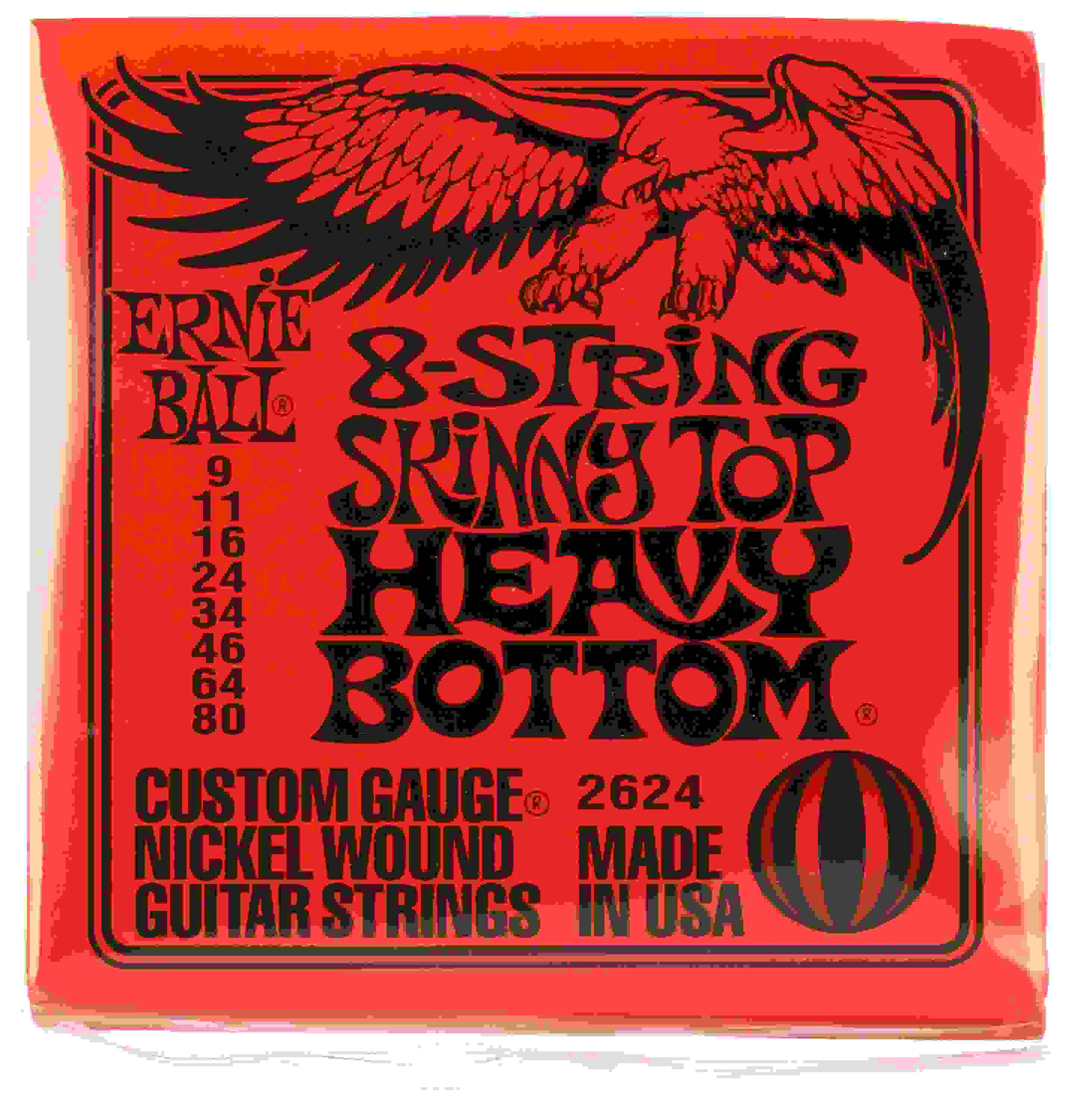 Ernie Ball 2624 Skinny Top Heavy Bottom Slinky Nickel Wound Electric Guitar Strings - .009-.080 ...