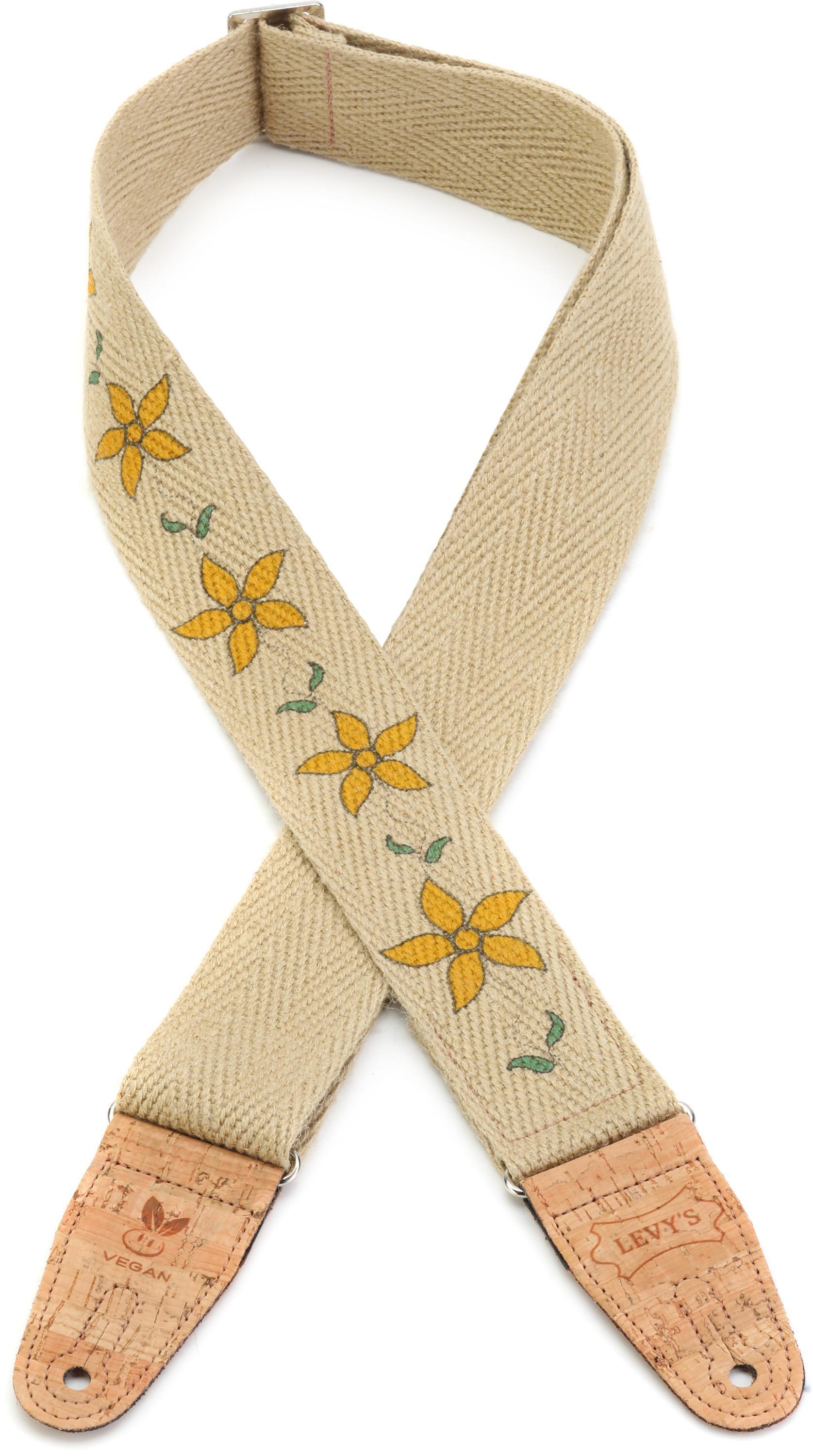 Levy's MH8P-011 Hemp Guitar Strap - Yellow Flowering Vines | Sweetwater