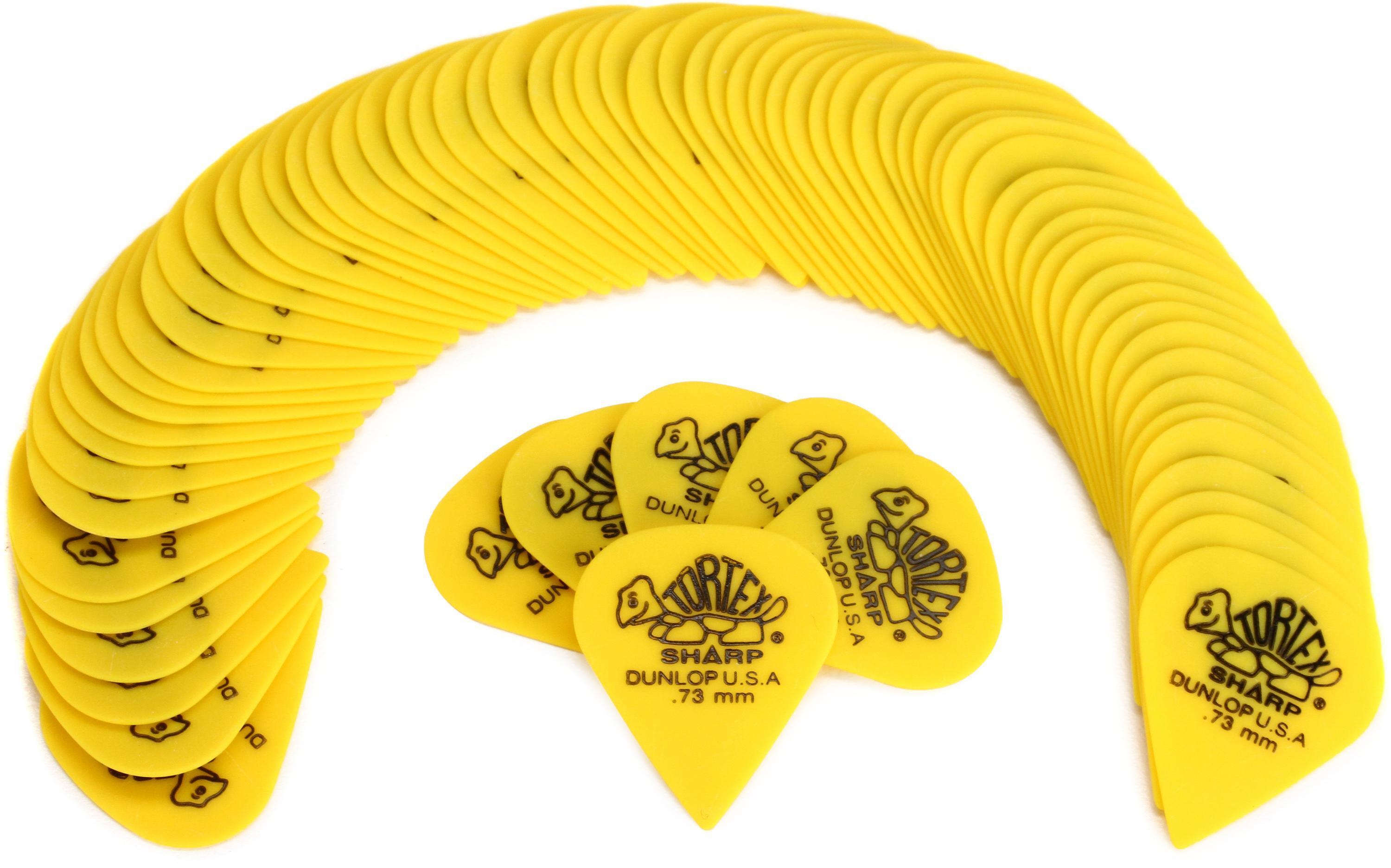 Dunlop Tortex Sharp Guitar Picks - .73mm Yellow (72-pack) | Sweetwater